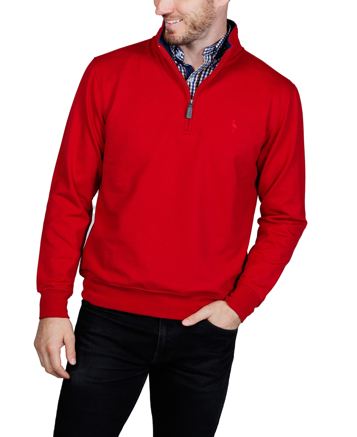 Click here for Tailorbyrd Mens Fleece Quarter Zip - Brick red prices