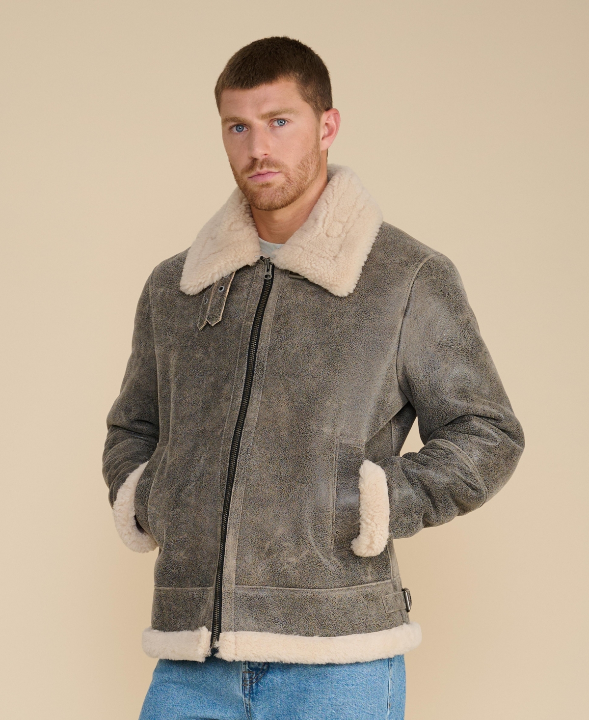Click here for Furniq Uk Mens Aviator Jacket  Grey. - Grey prices