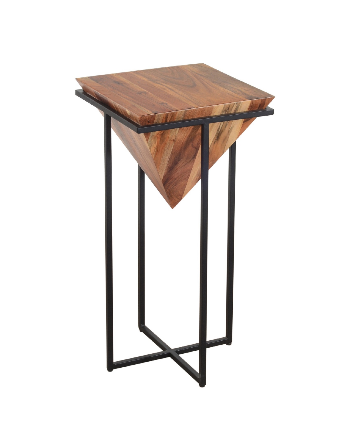 Click here for Benzara Ida 30 Pyramid Shape Acacia Wood Side Tabl... prices