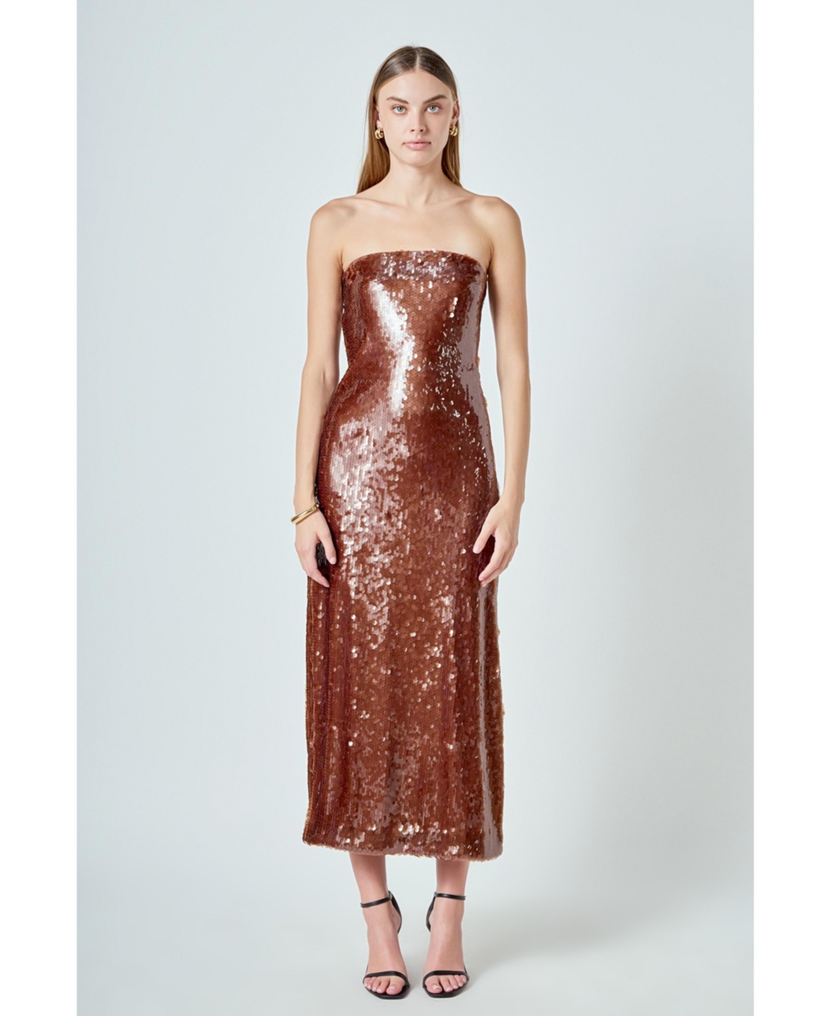 Click here for endless rose Womens Sequin Maxi Dress - Brown prices