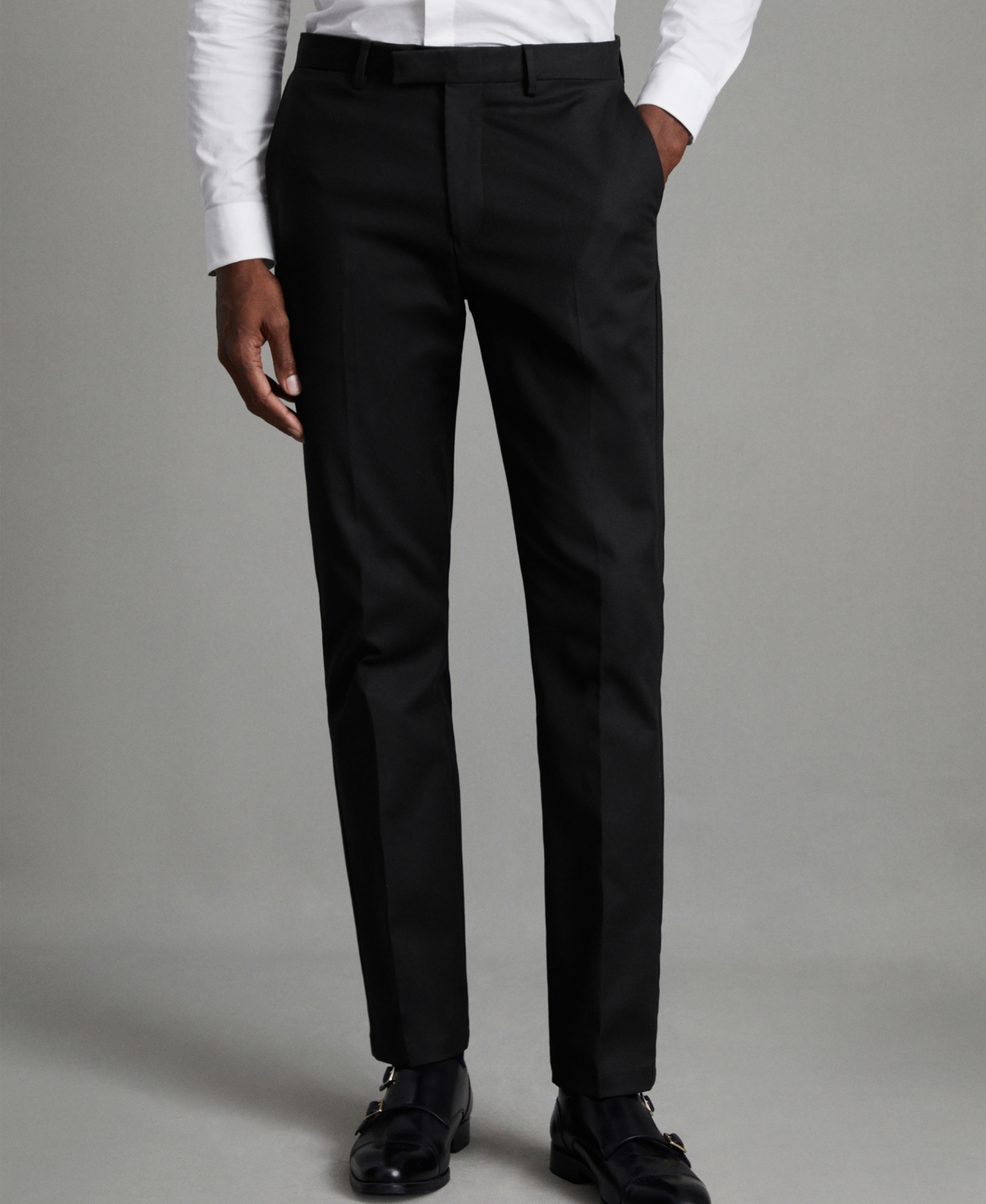 Click here for Reiss Mens Slim Fit Cotton Blend Pants - Black prices