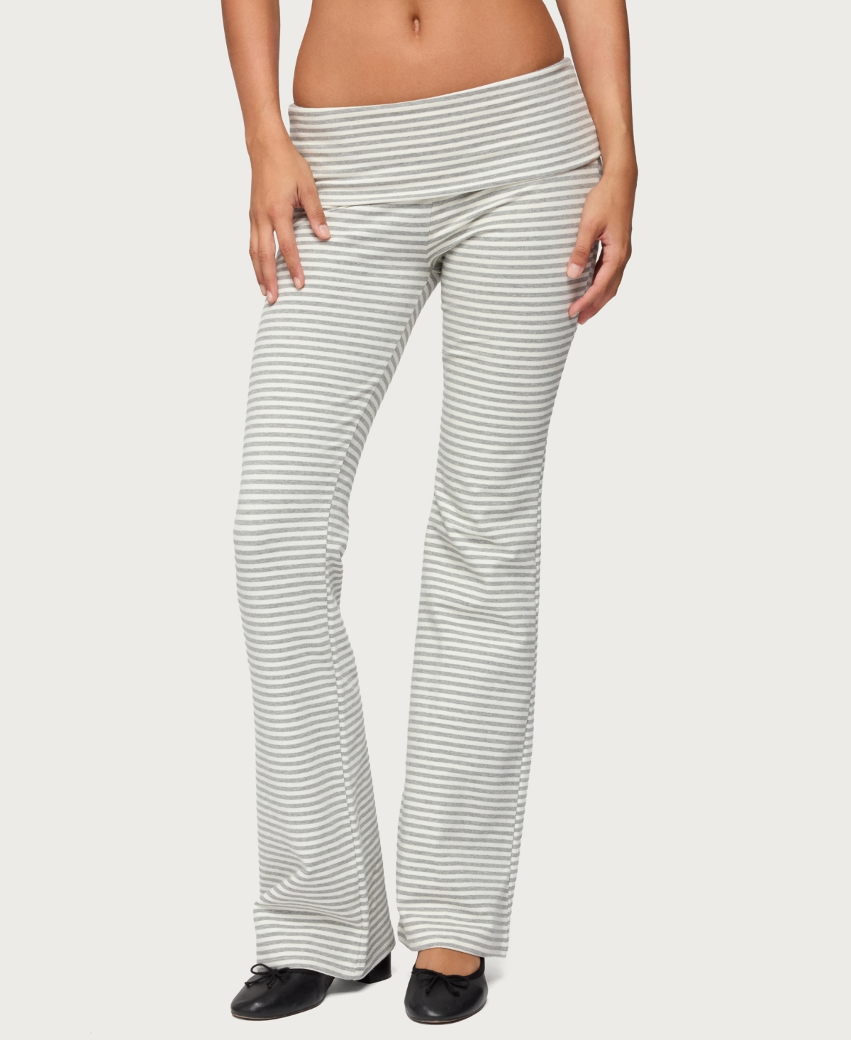 Click here for Edikted Womens Kaeli Stripey Flared Leggings - Gra... prices