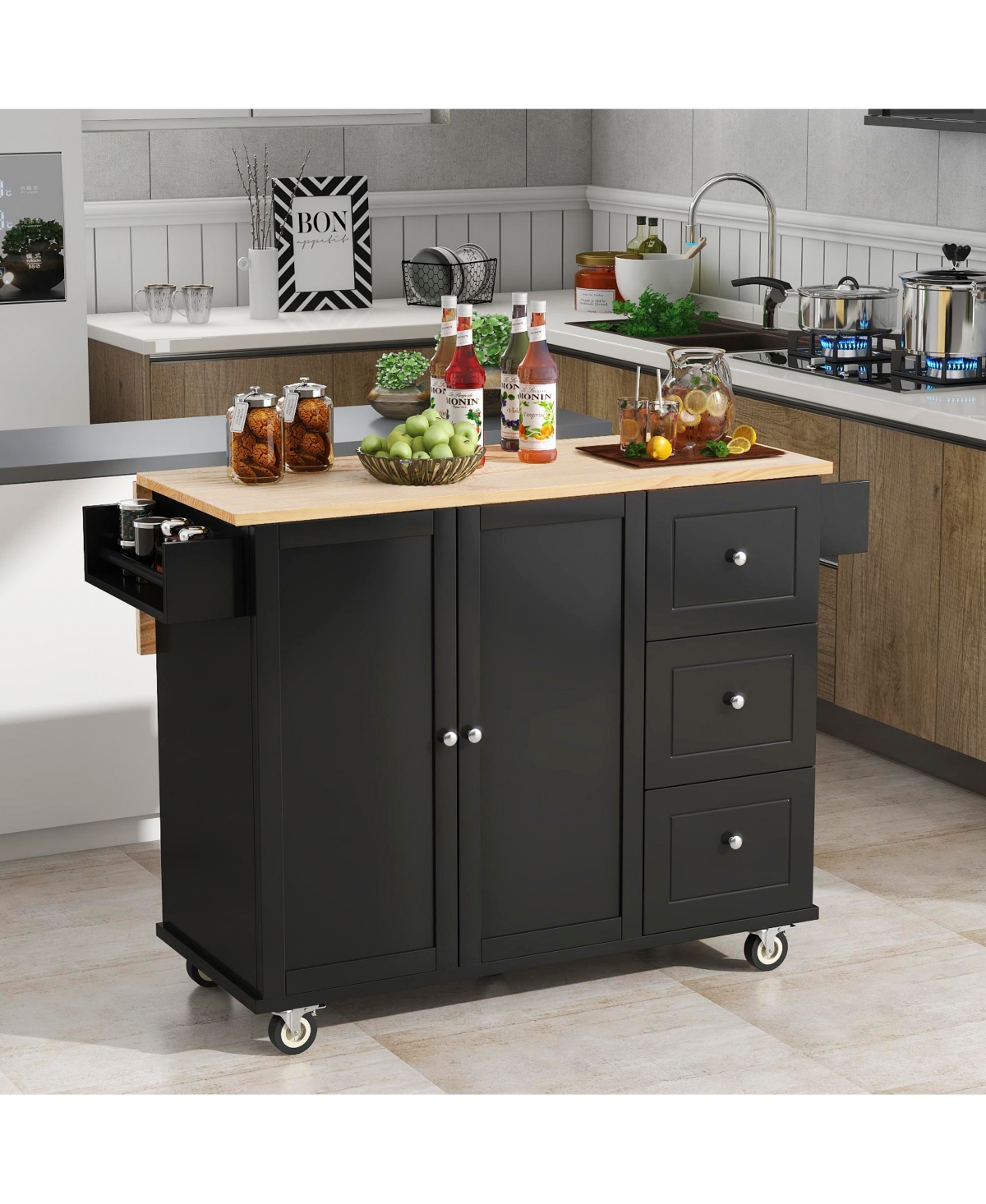 Click here for Casainc Rolling Kitchen Island with Solid Wood Top... prices