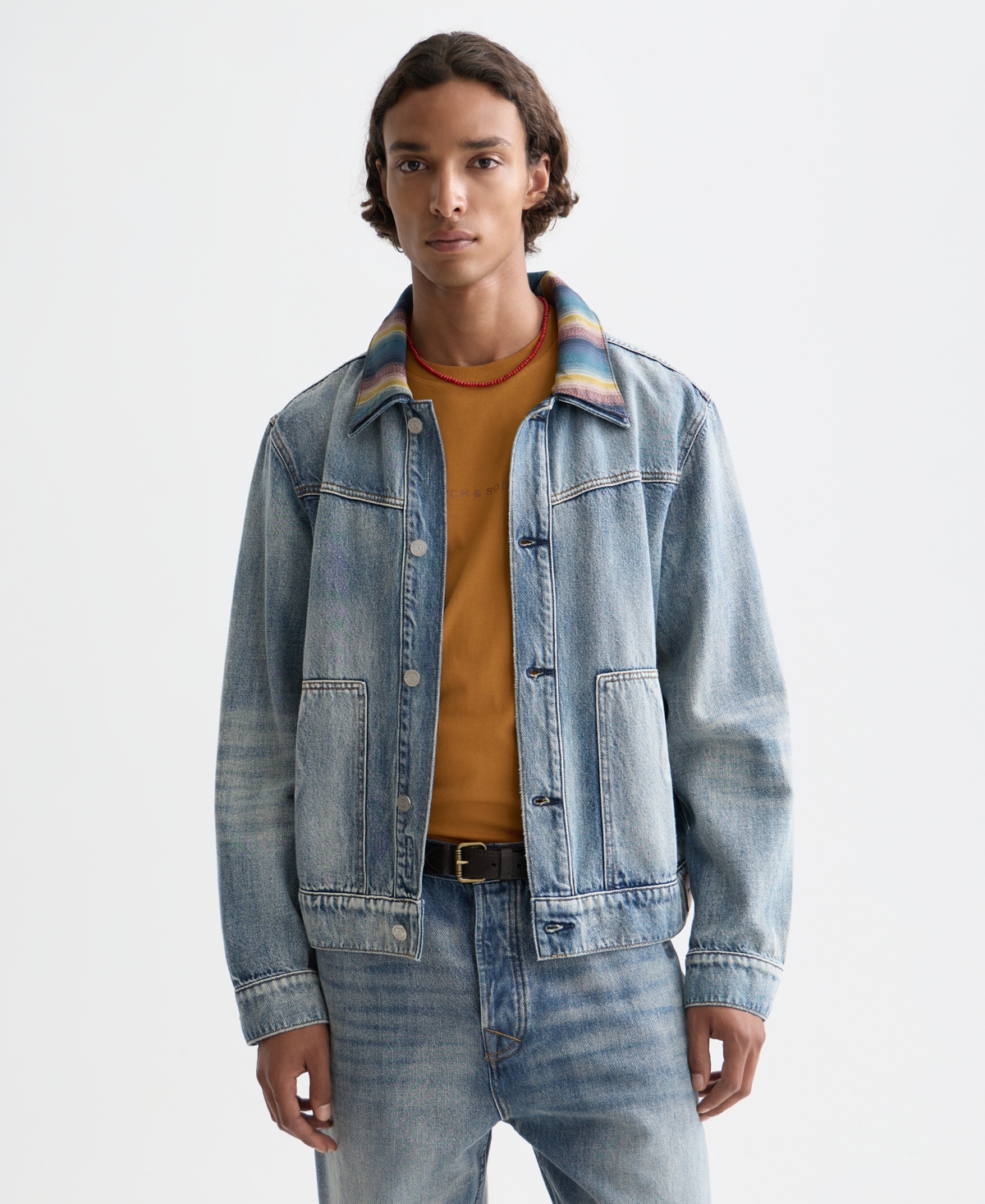 Click here for Scotch & Soda Mens Washed Denim Ranch Jacket - Blu... prices