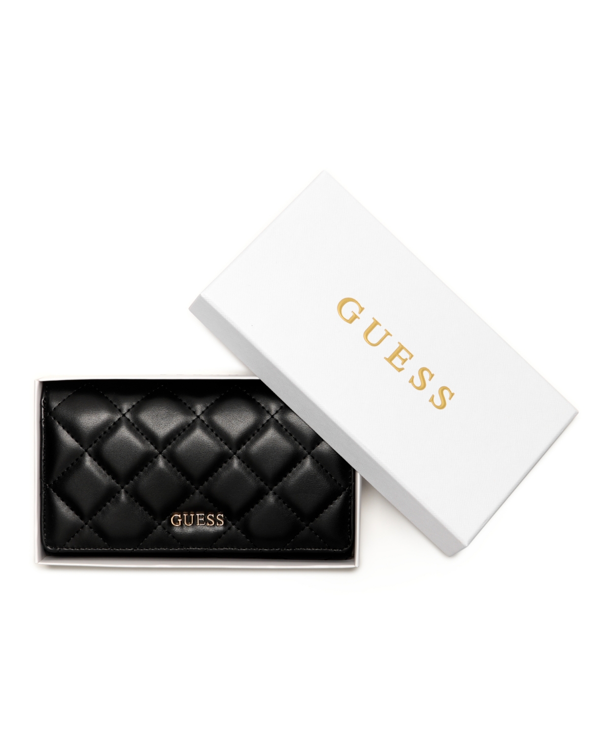 Click here for Guess Tinsley Quilted Phone Organizer Wristlet - B... prices