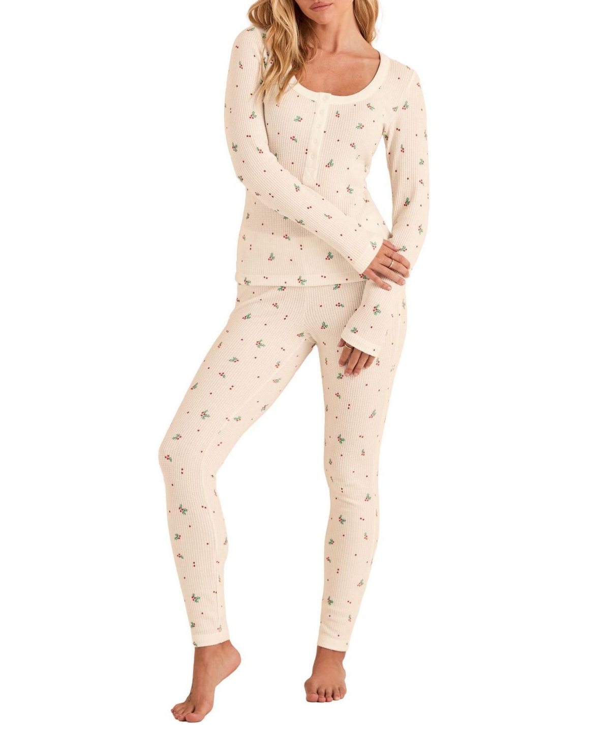 Click here for Adore Me Womens Kathy Waffle Pajama Set - Novelty... prices