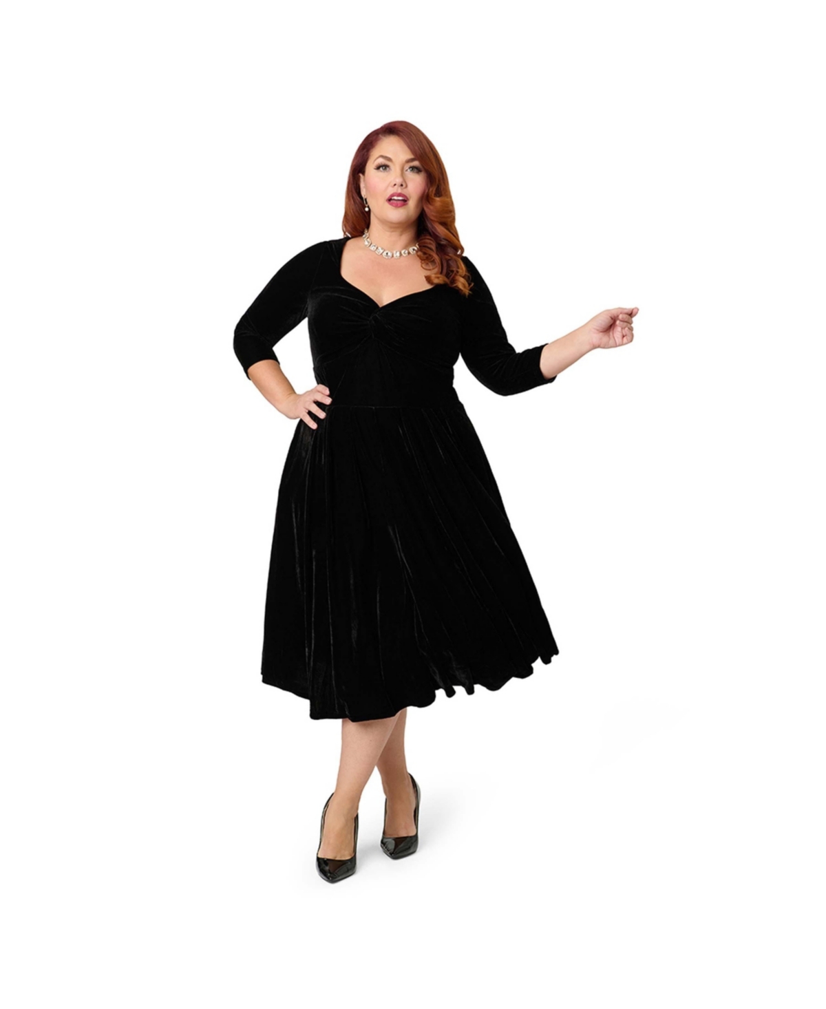 Click here for Unique Vintage Plus Size 1950s Front Twist Swing D... prices