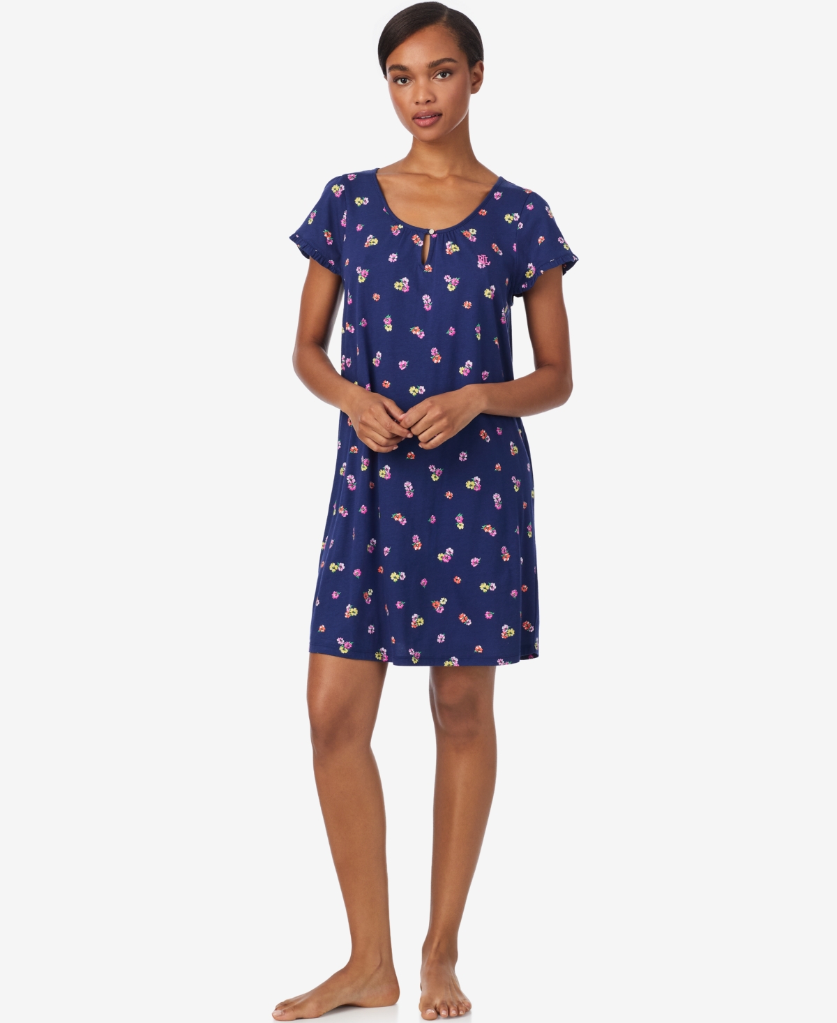 Click here for Lauren Ralph Lauren Ruffle Sleeve Keyhole Neck Gow... prices