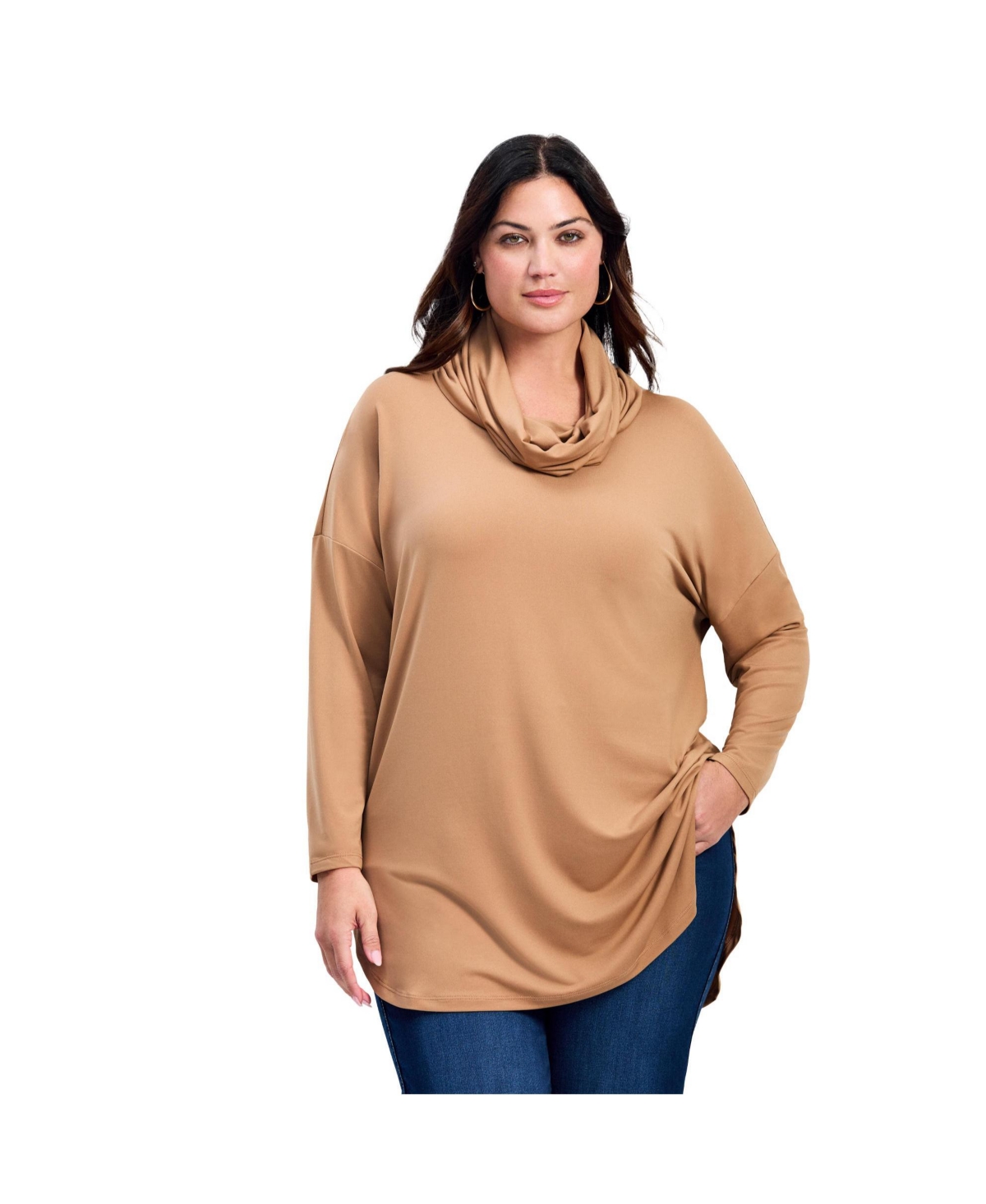 Click here for Avenue Womens Faye Removeable Scarf Tunic - Stone prices