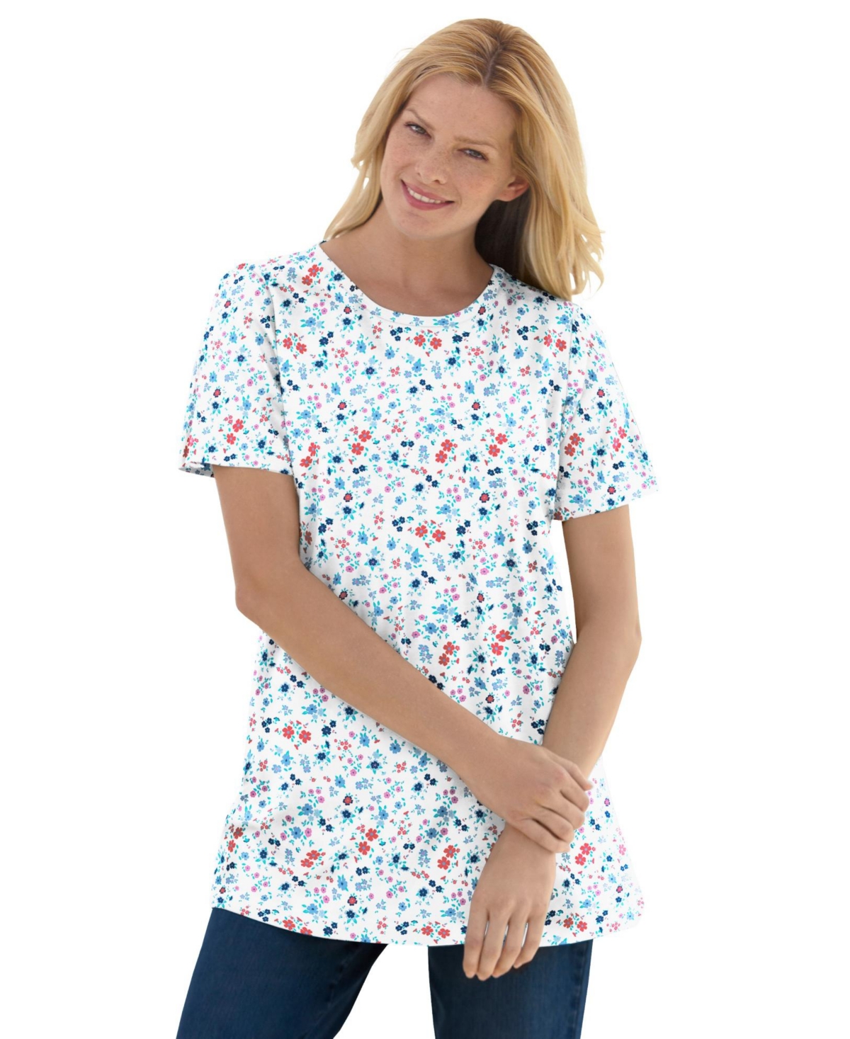 Click here for Woman Within Plus Size Perfect Printed Short-Sleev... prices