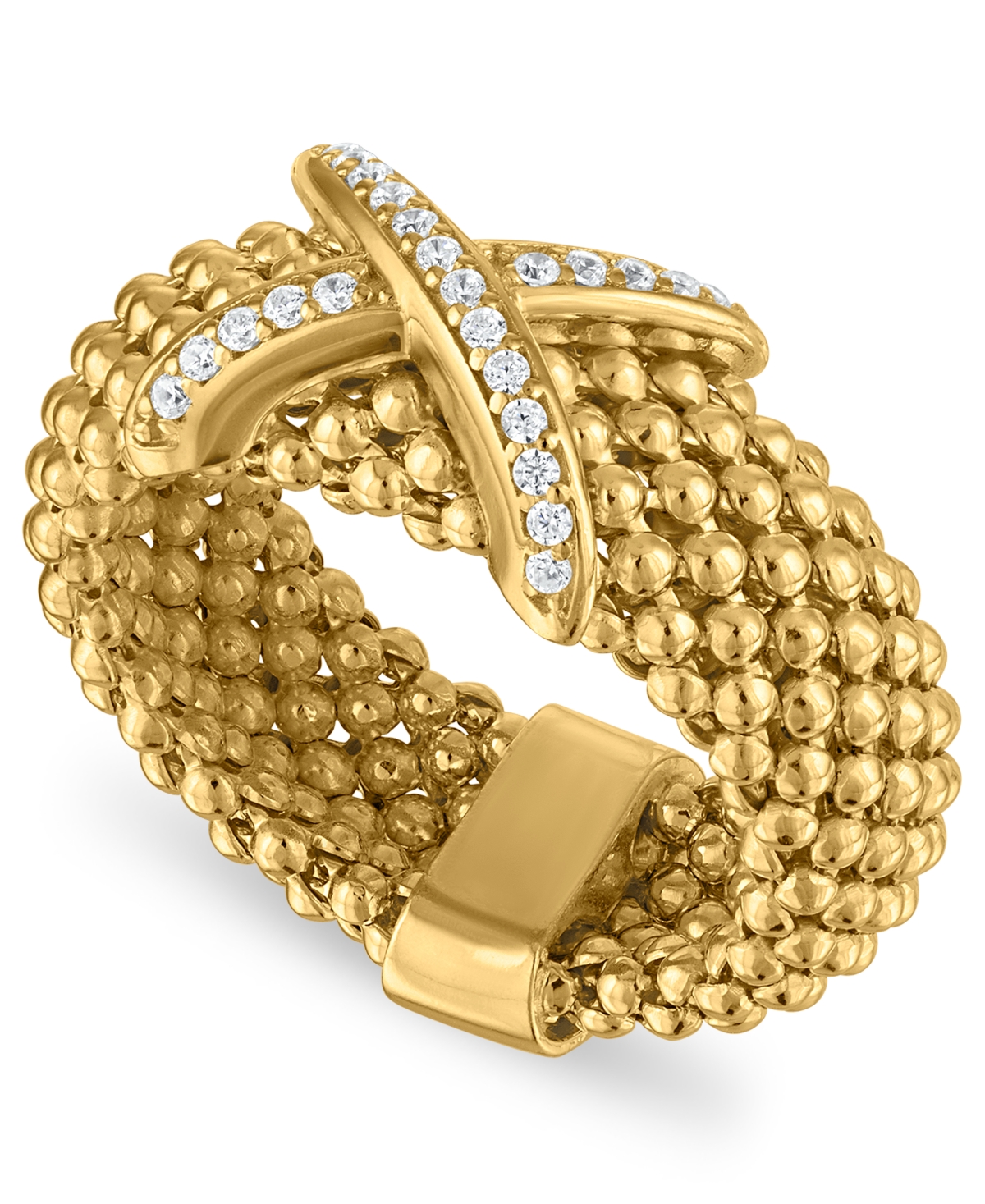 Click here for Macys Diamond X Station Mesh Ring (1/6 ct. t.w.) i... prices