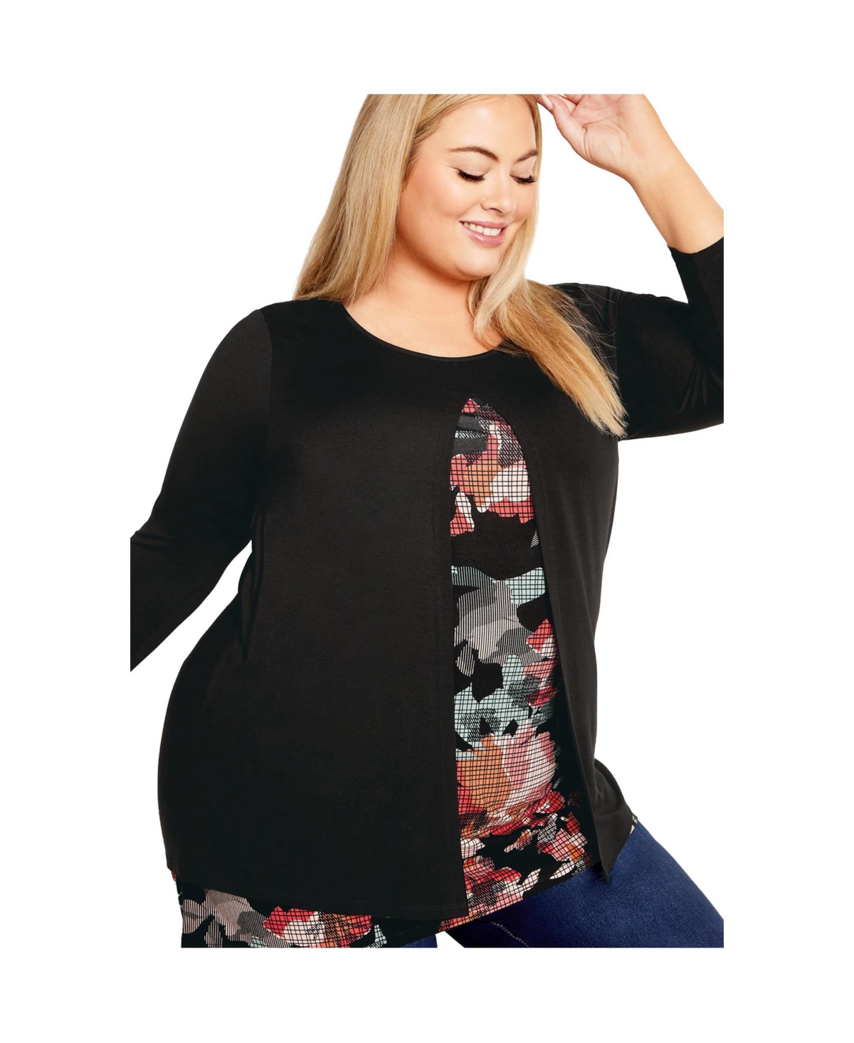 Click here for Avenue Womens Alex Tunic Top - Shadow floral prices