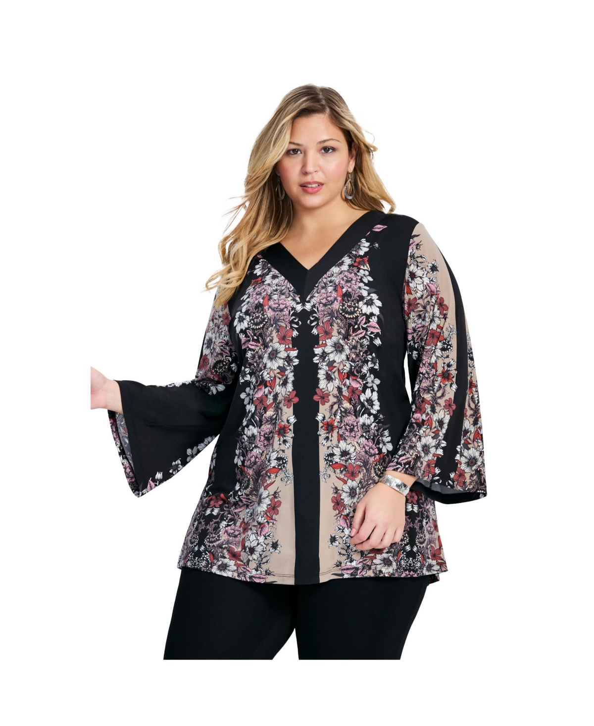 Click here for Avenue Womens Broadway Bell Sleeve Tunic - Stone prices