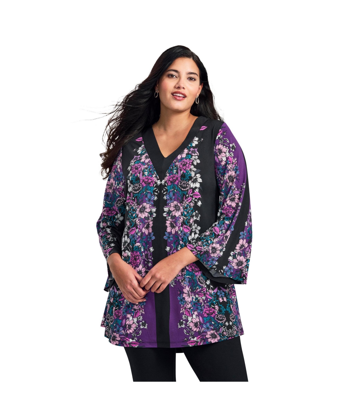 Click here for Avenue Womens Broadway Bell Sleeve Tunic - Plum prices