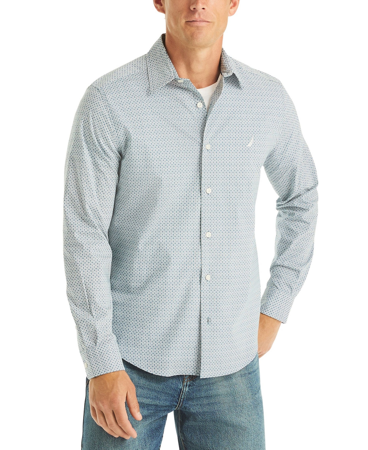 Click here for Nautica Mens Printed Long-Sleeve Shirt - Coronet B... prices