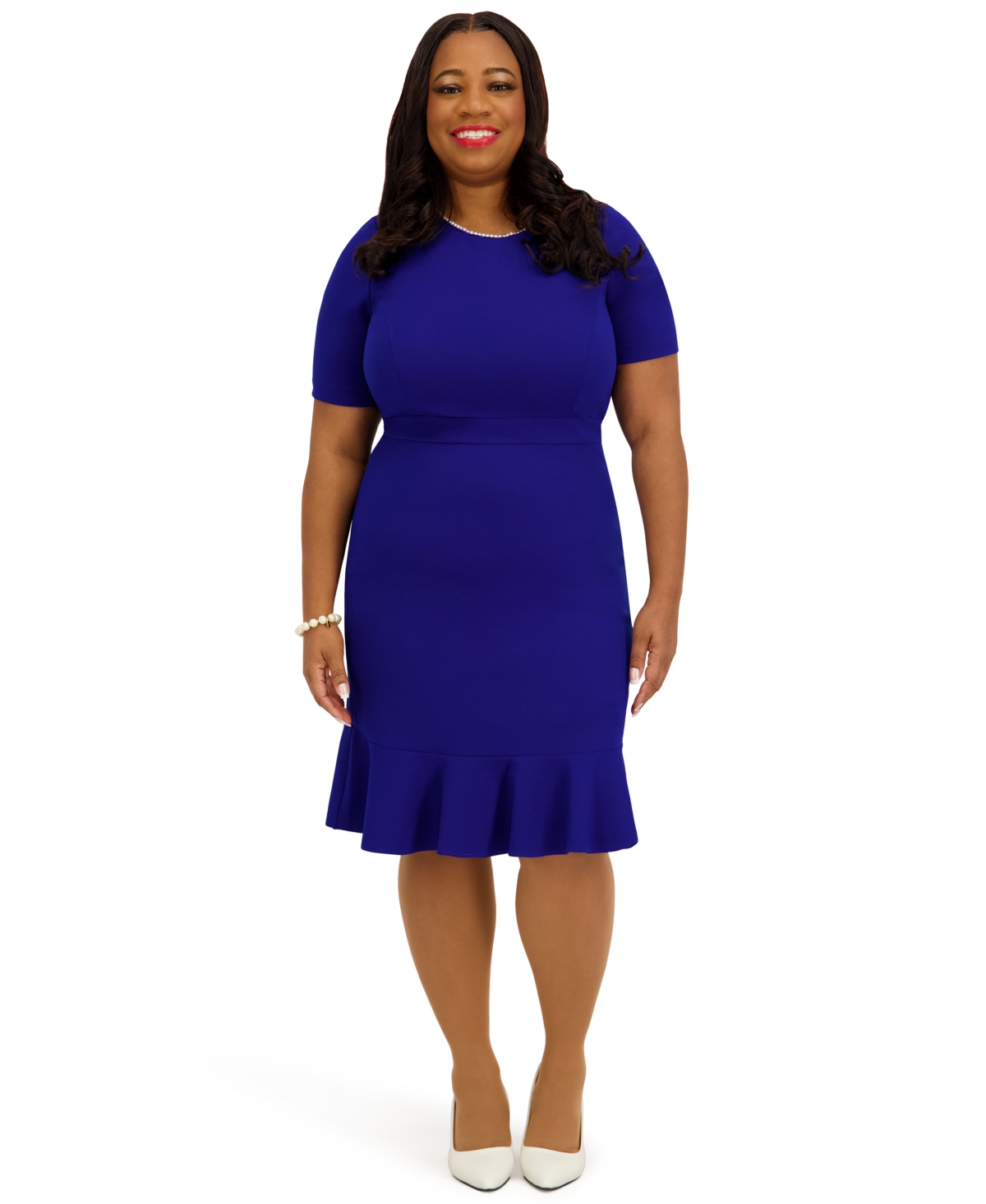 Click here for Kasper Womens Round Neck Knee Length Ruffle Skirt... prices