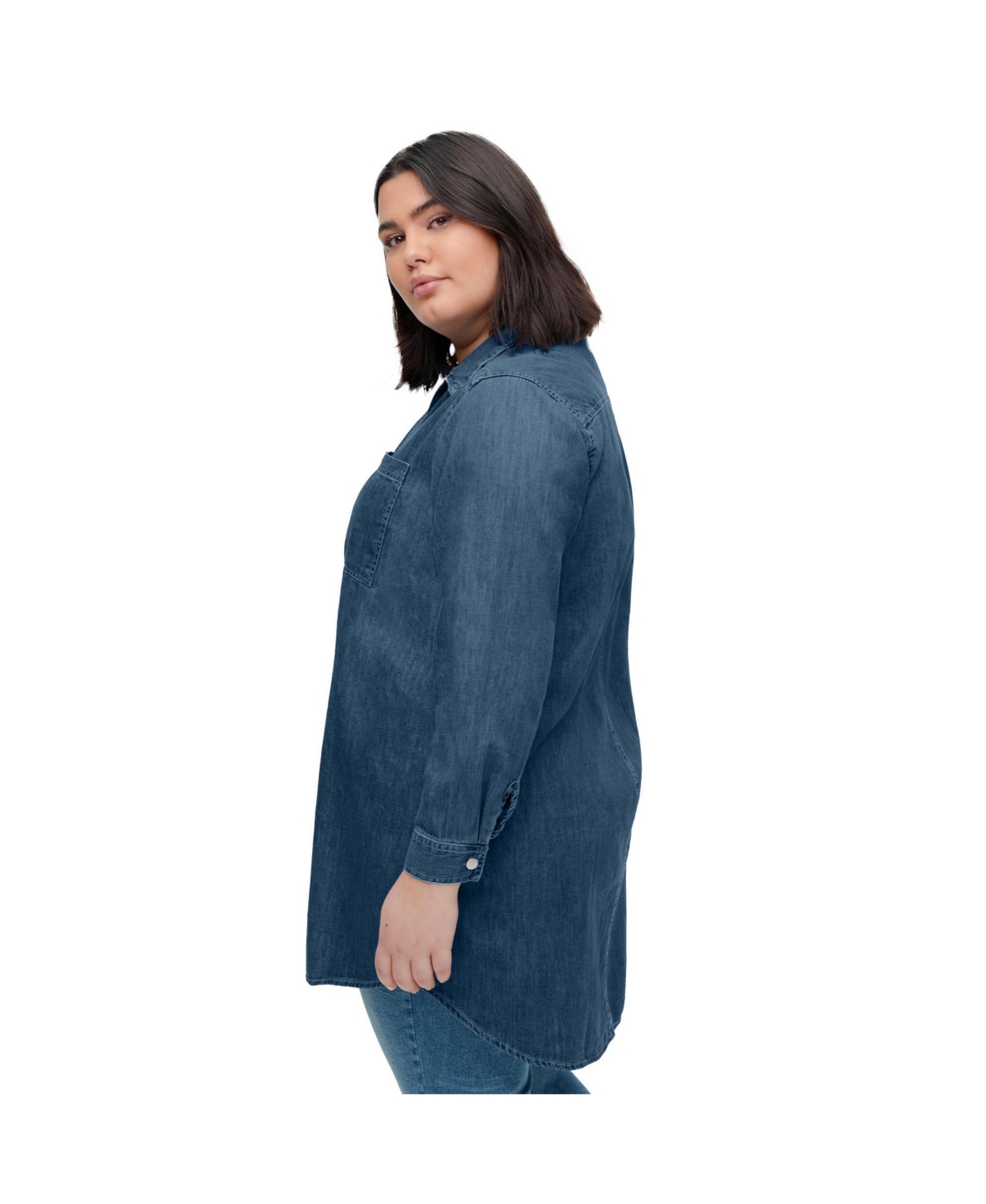 Click here for ellos Womens Denim Button-Front Tunic - Medium sto... prices