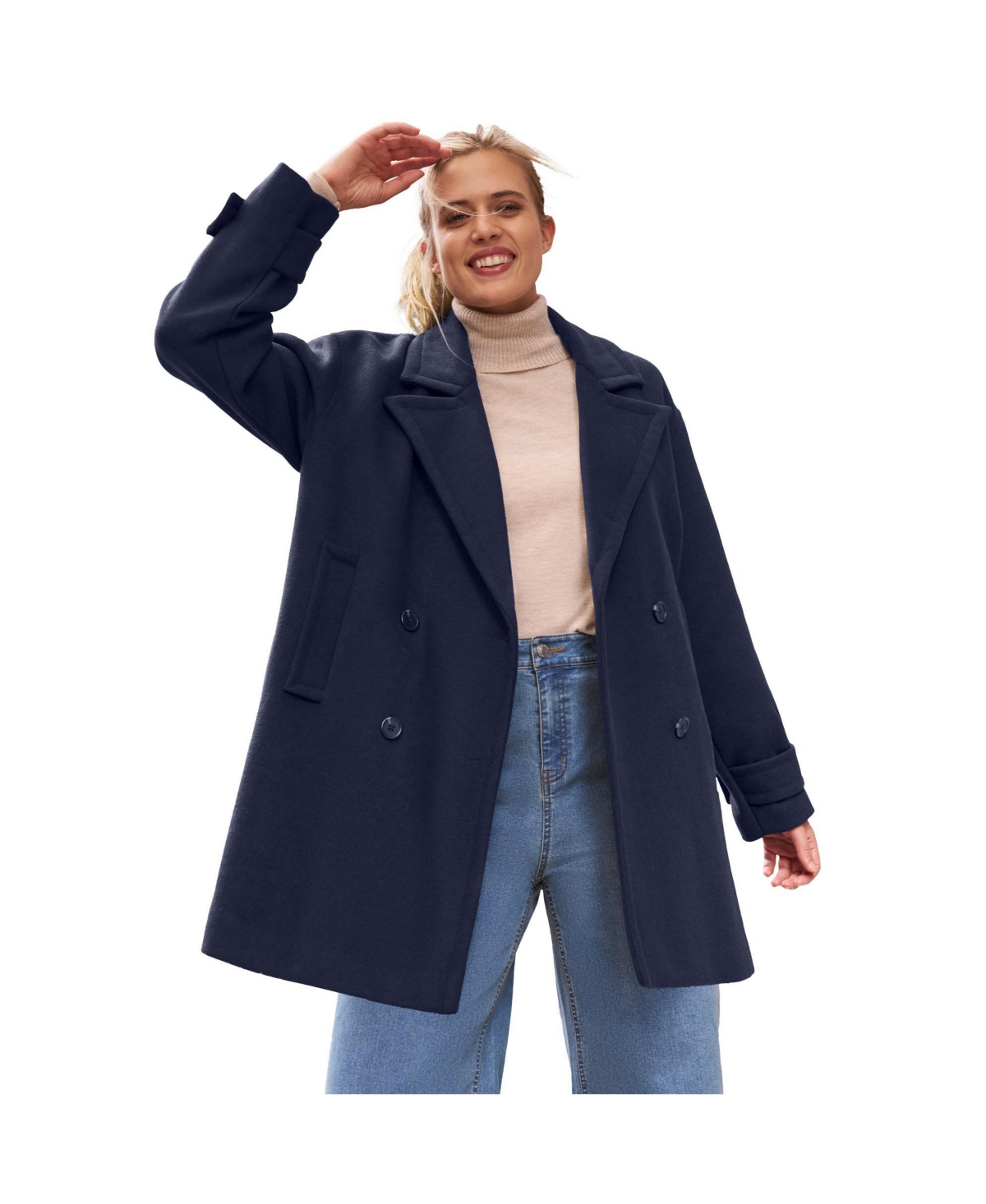 Click here for ellos Womens Double Breasted Peacoat - Navy prices