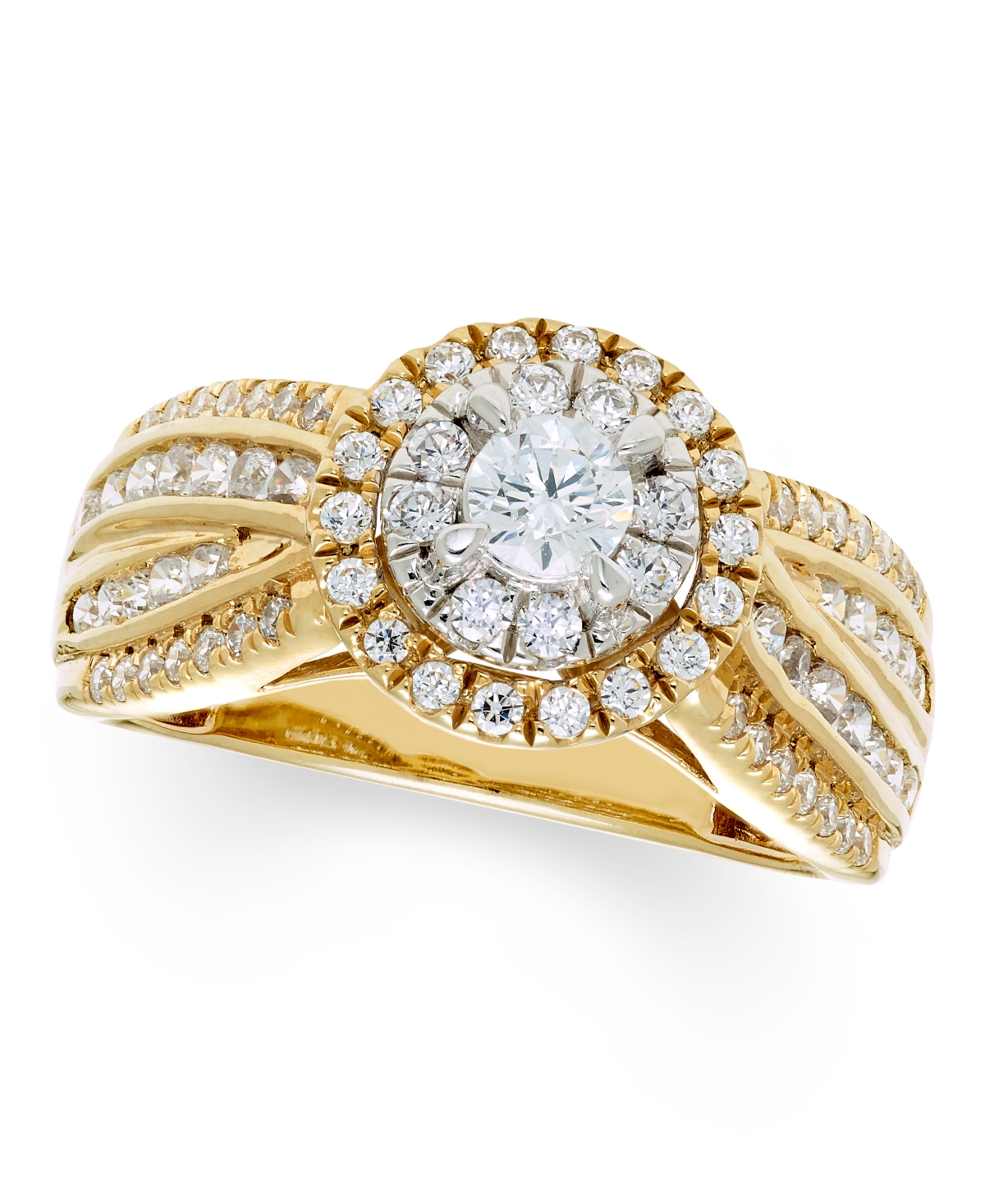 Click here for Macys Diamond Halo Ring (1 ct. t.w.) in 14k Two-To... prices