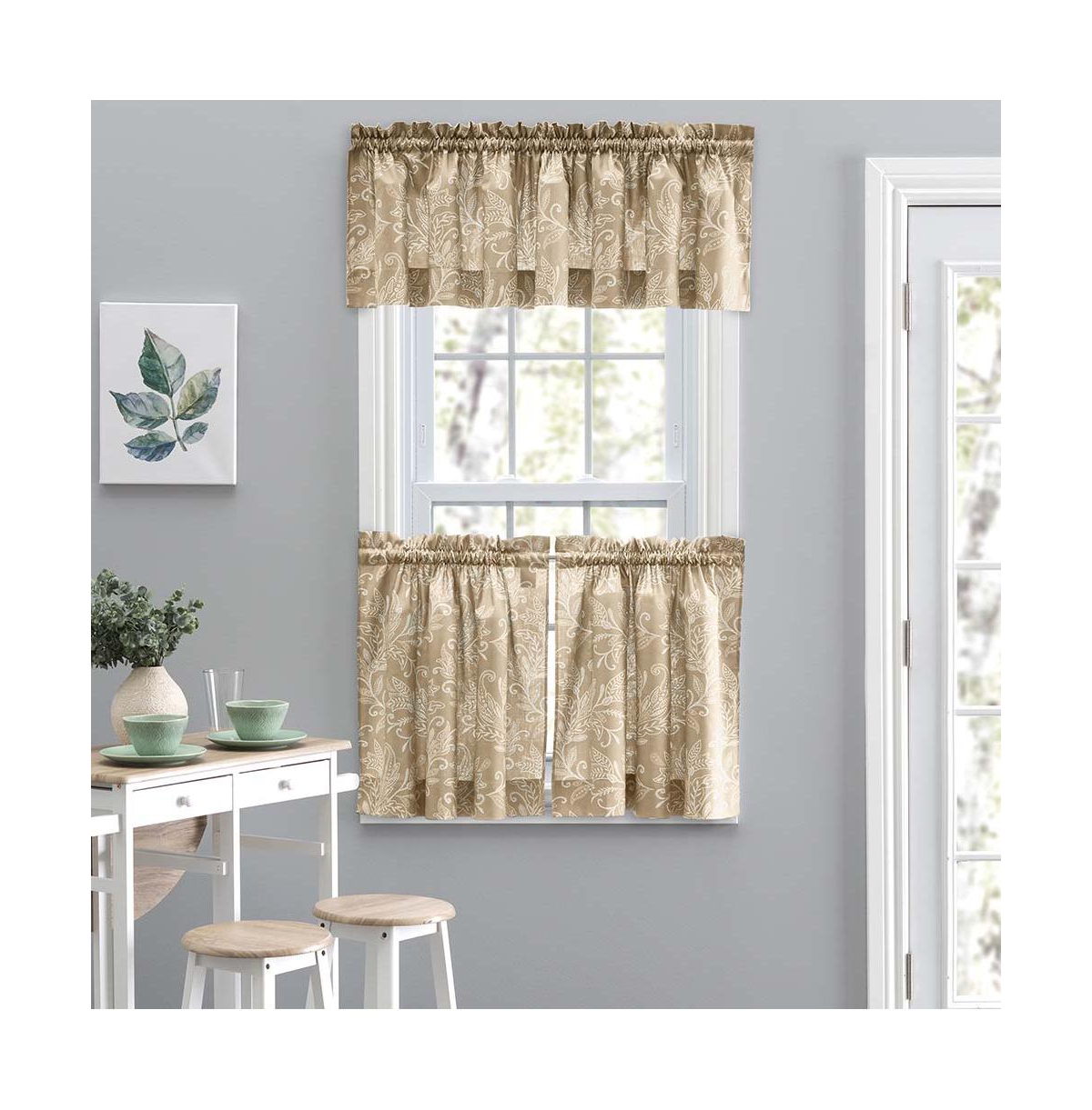 Click here for Ellis Curtain Lexington Leaf Pattern on Colored Gr... prices