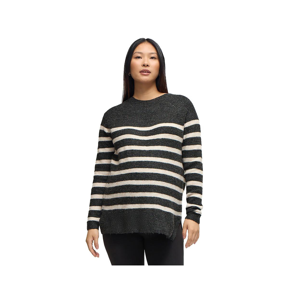 Click here for Ingrid + Isabel Mock Neck Striped Sweater - Grey/i... prices