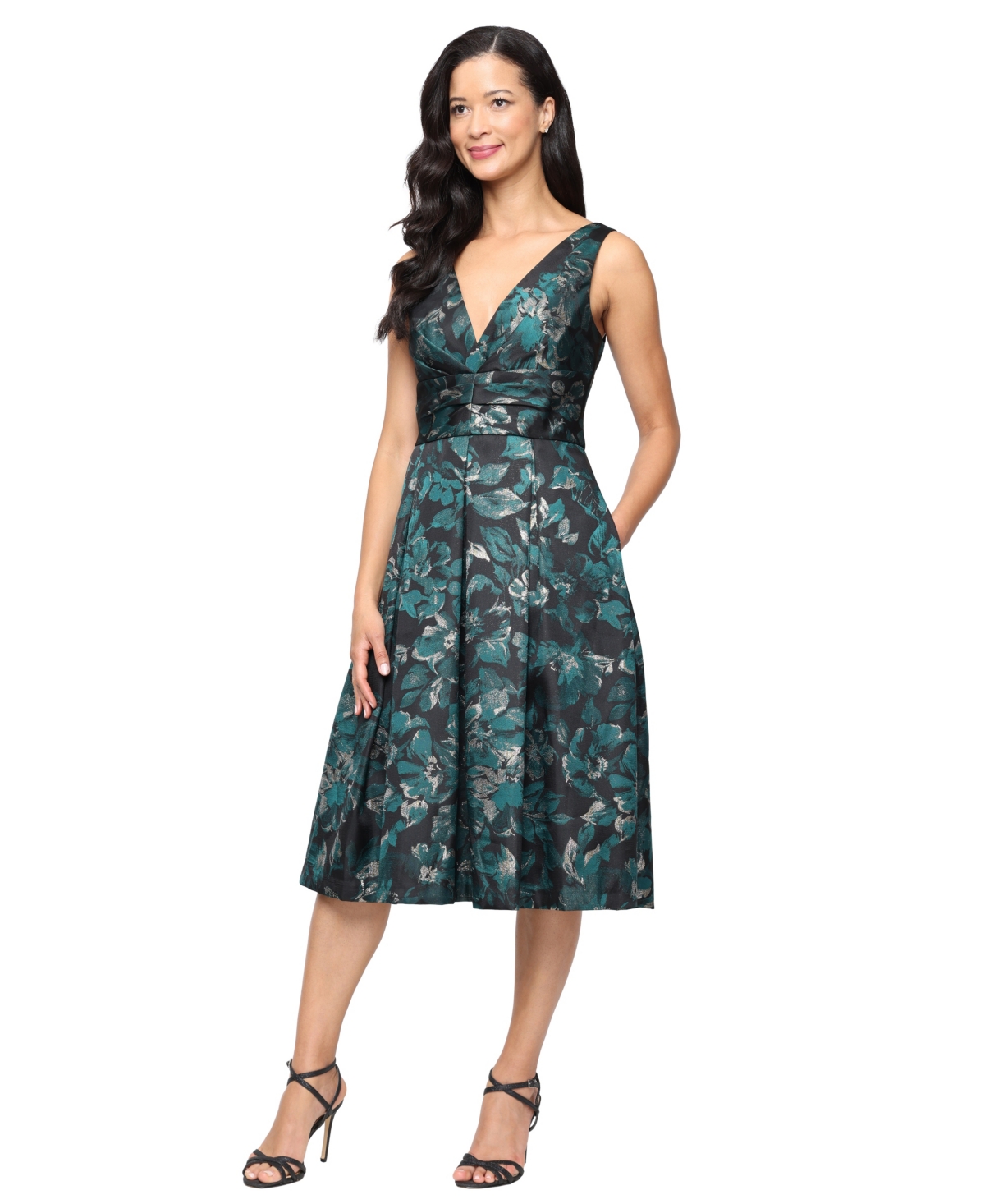 Click here for Alex Evenings Petite Sleeveless Midi Dress - Black... prices