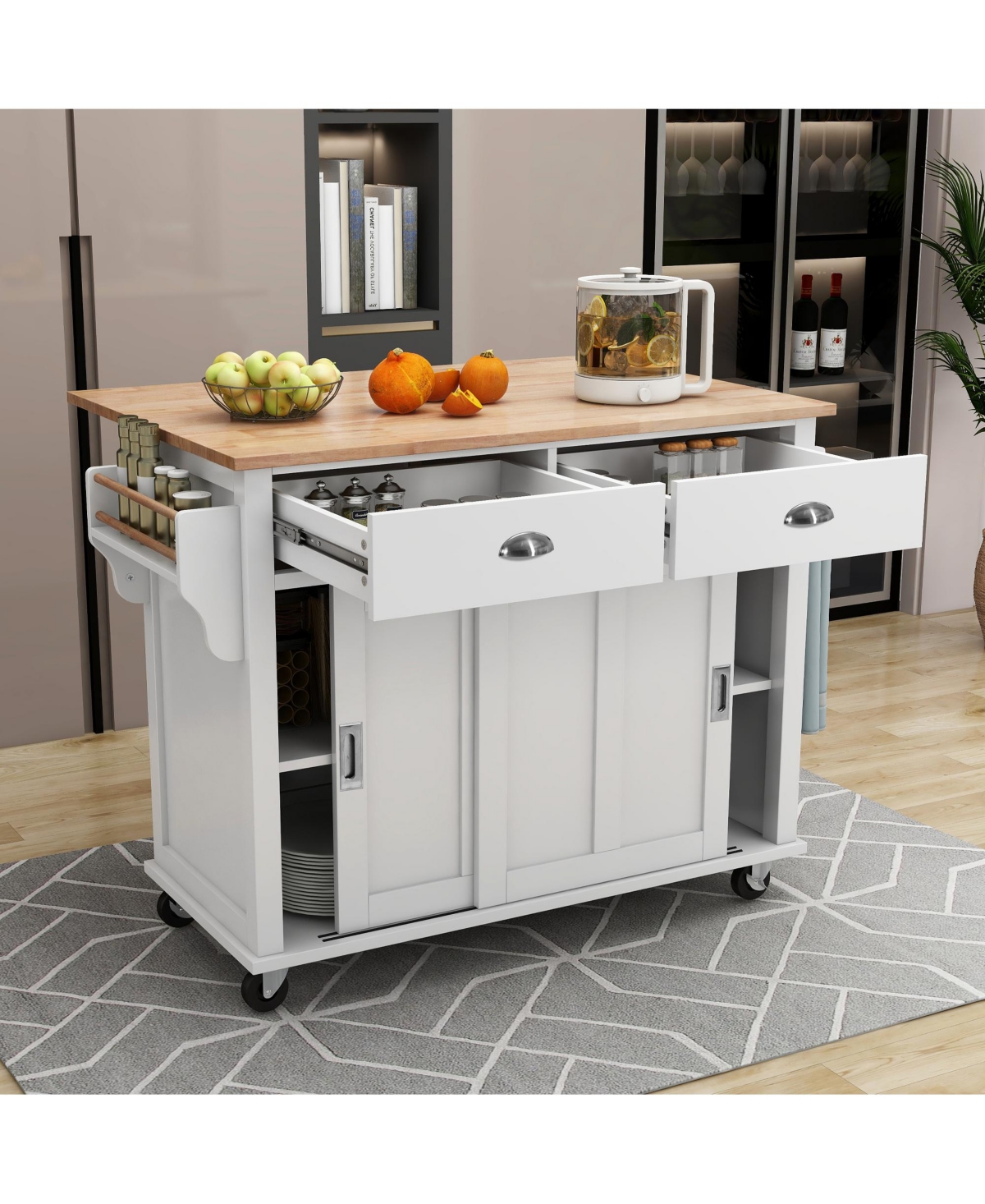 Click here for Casainc Kitchen Cart with Drop Leaf  Sliding Barn... prices