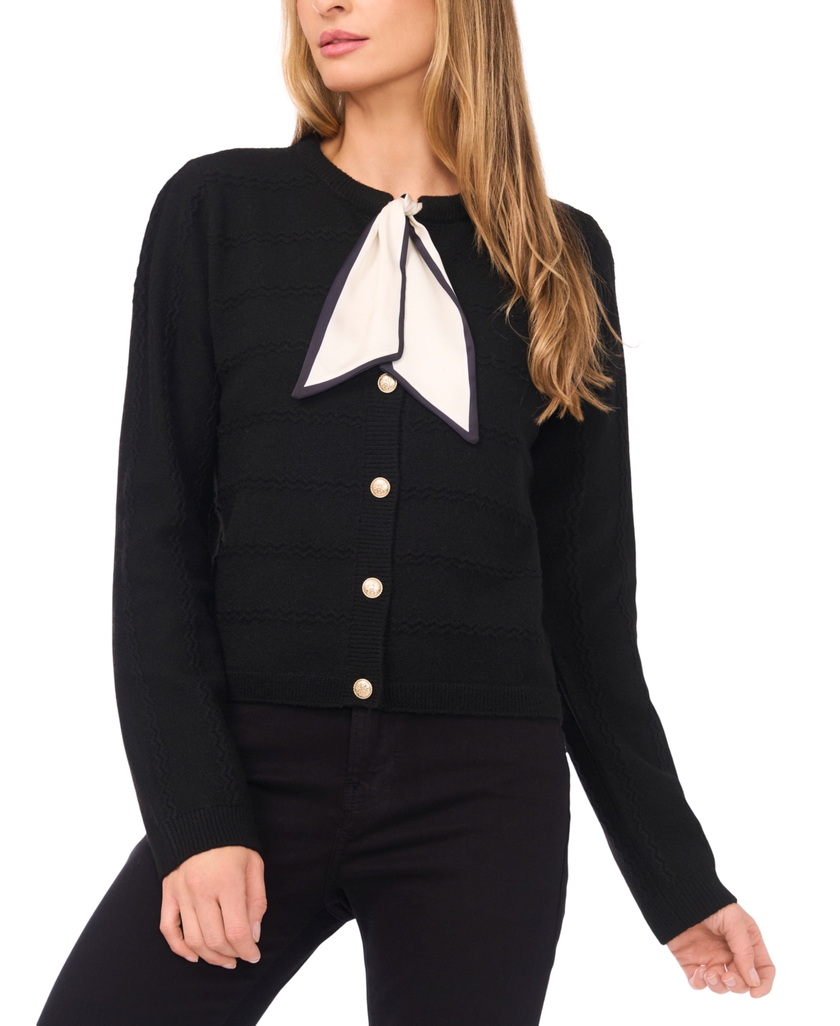 Click here for CeCe Womens Tie Scarf Long-Sleeve Cardigan Sweater... prices