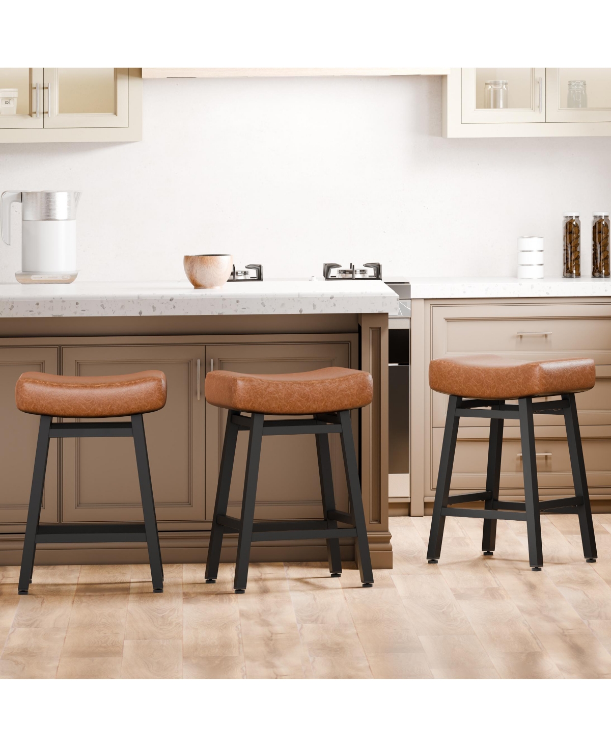 Click here for Dyhome 24 Inches Bar Stools Set of 3  Saddle Kitch... prices