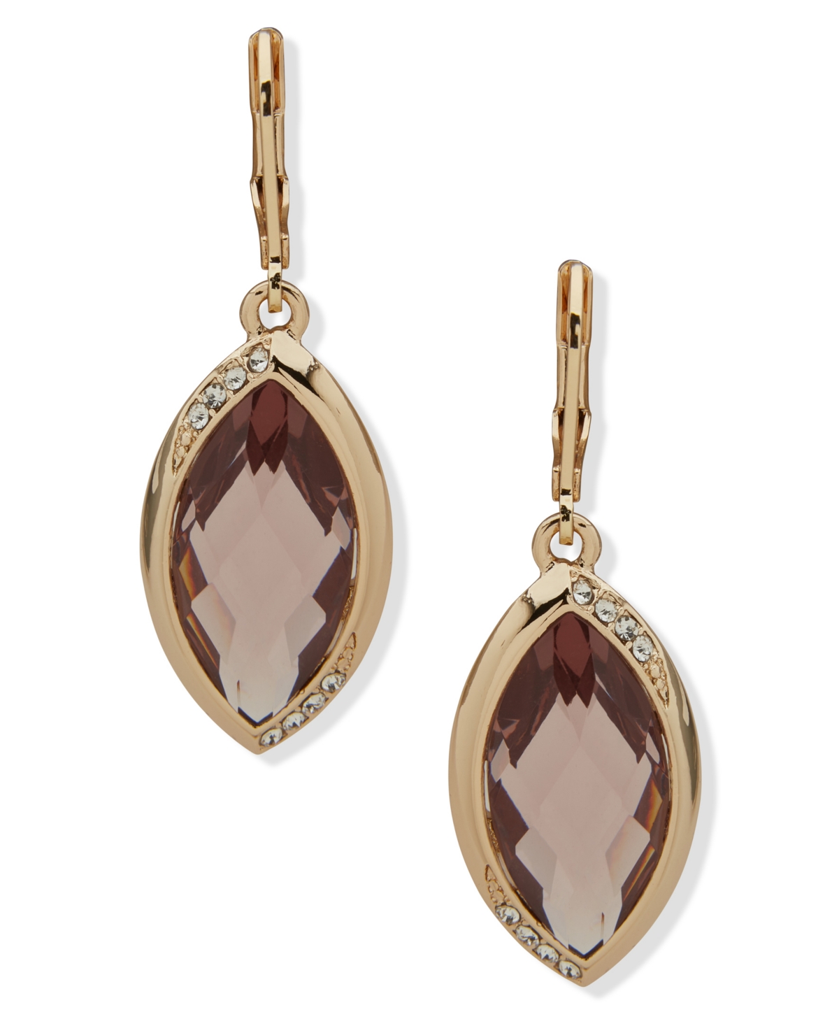 Click here for Anne Klein Plastic Glass Stone Drop Earrings - Bro... prices