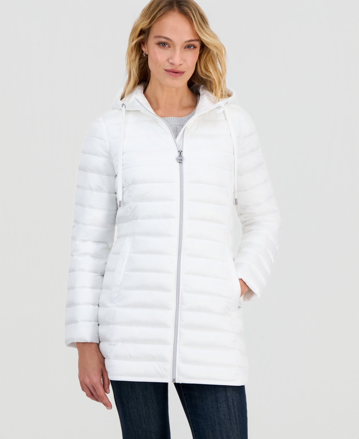 Click here for Womens Packable Hooded Puffer Coat - White prices
