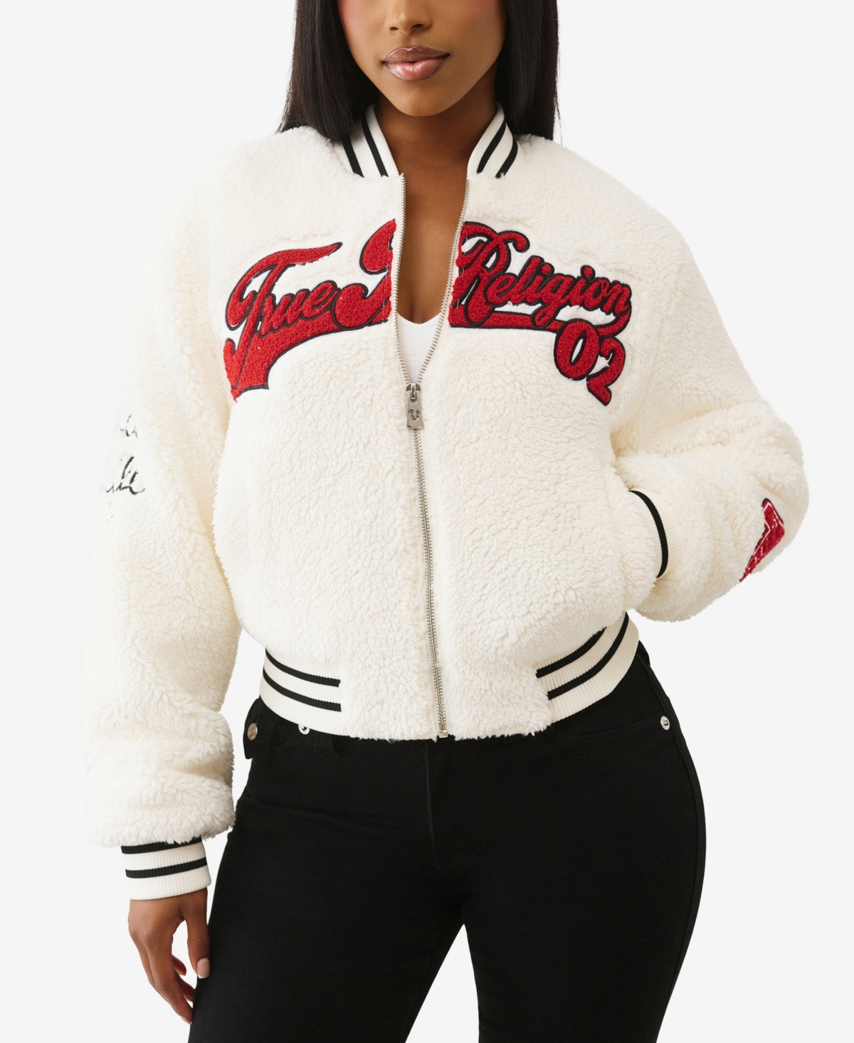Click here for True Religion Womens Varsity Chenille Bomber Jacke... prices
