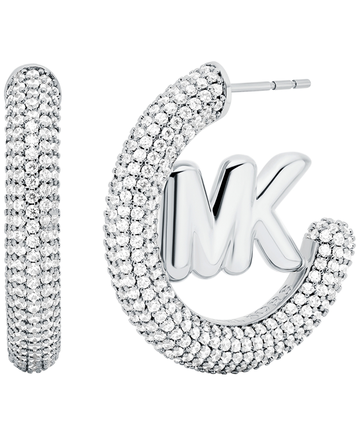 Click here for Michael Kors Silver-Tone Pave Hoop Earrings - Silv... prices