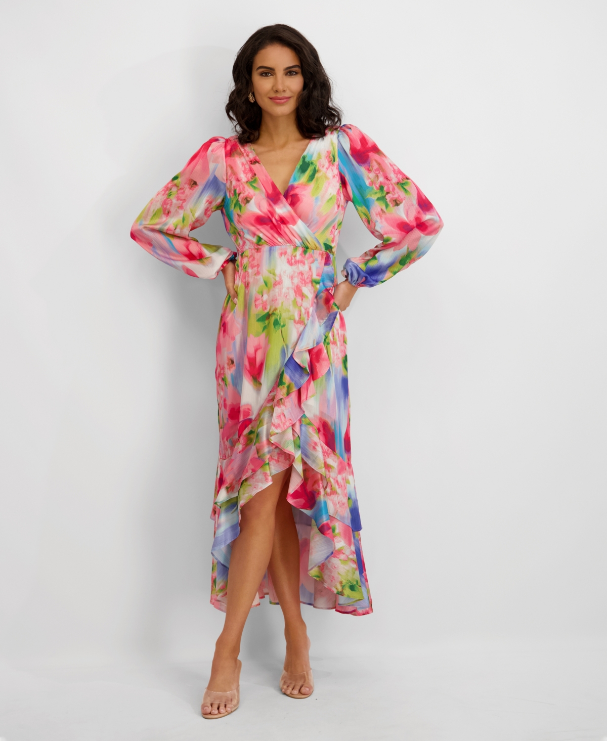 Click here for kensie Womens Printed V-Neck Dress - Pink prices