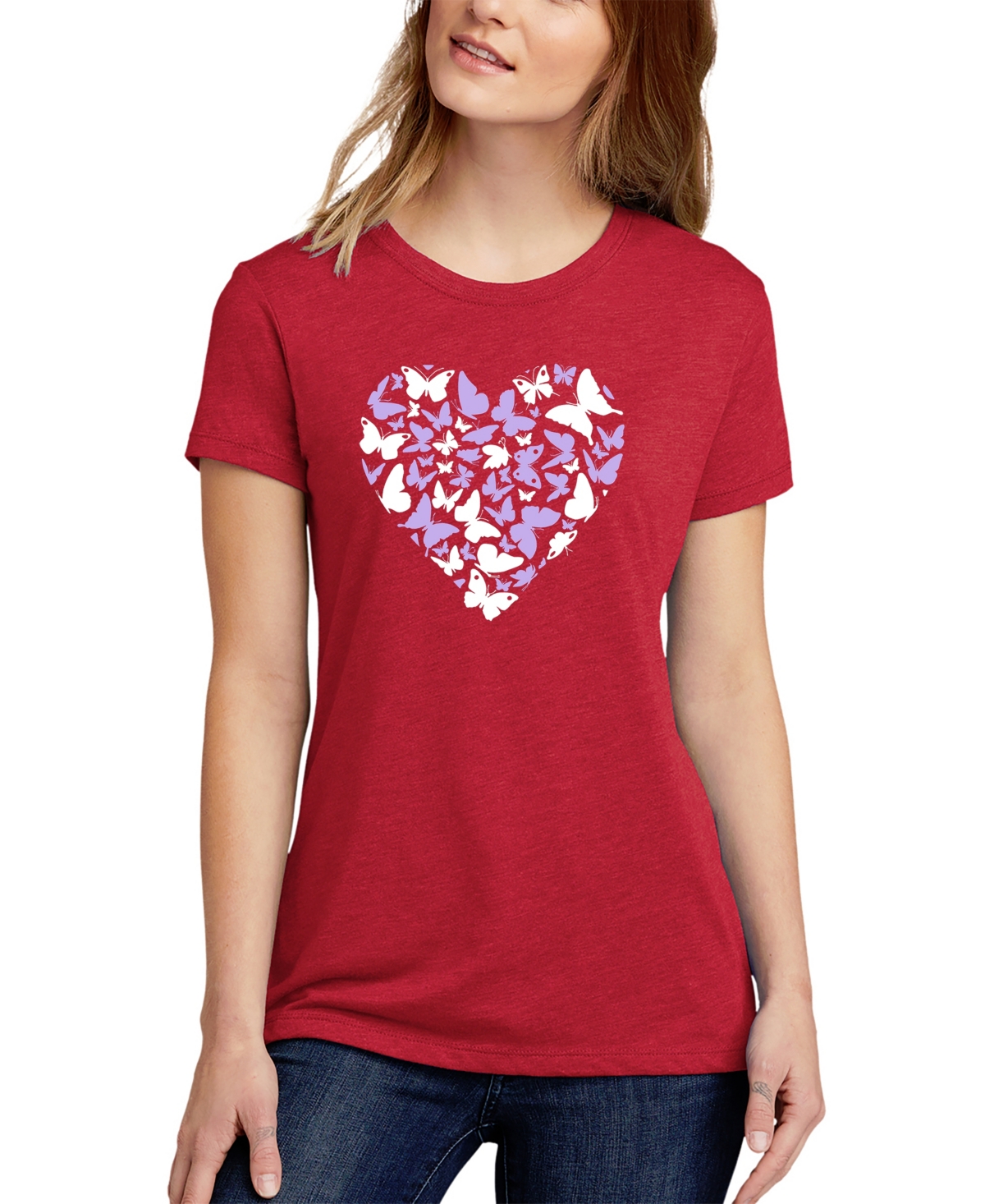 Click here for La Pop Art Womens Butterfly Heart Crew Neck T-Shir... prices