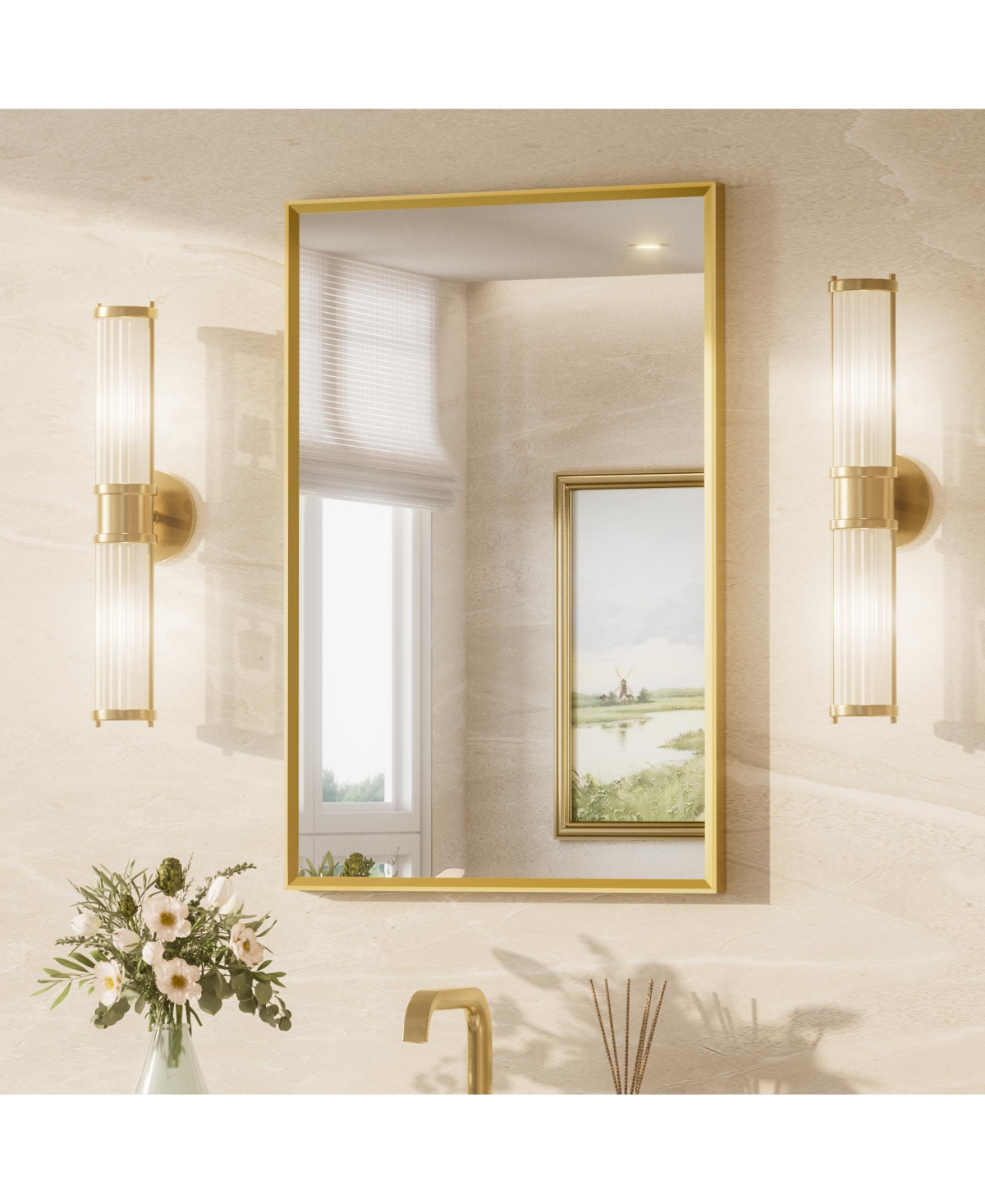 Click here for Keonjinn 20x30 Inch Brushed Gold Bathroom Vanity M... prices