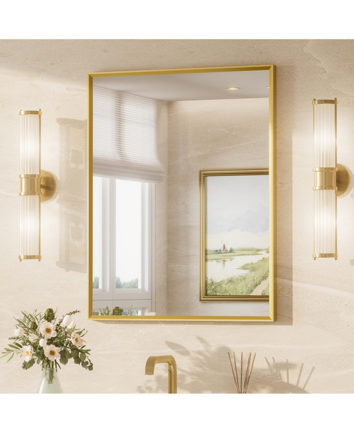 Click here for Keonjinn 24x30 Inch Brushed Gold Bathroom Vanity M... prices