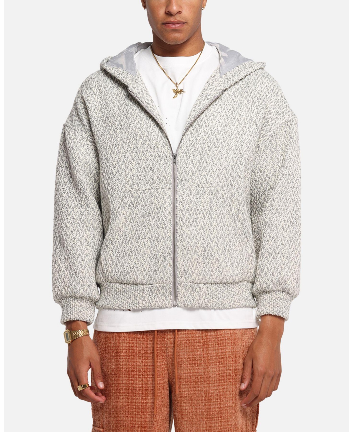 Click here for Xxiii Mens Boucle Tweed Zip Hoodie prices