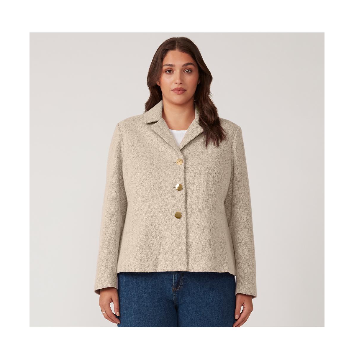 Click here for Estelle Plus Size Cropped Floater Jacket - Oatmeal prices