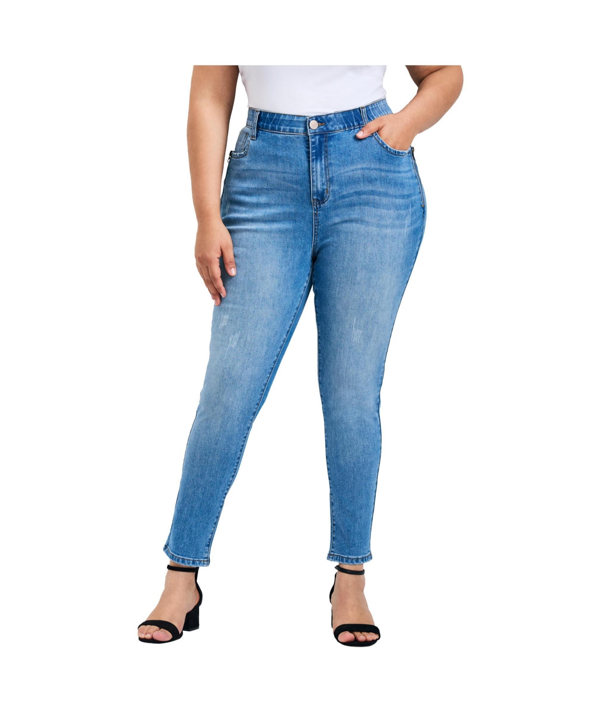 Click here for Avenue Womens Plus Size La Luna Zip Detail Skinny... prices