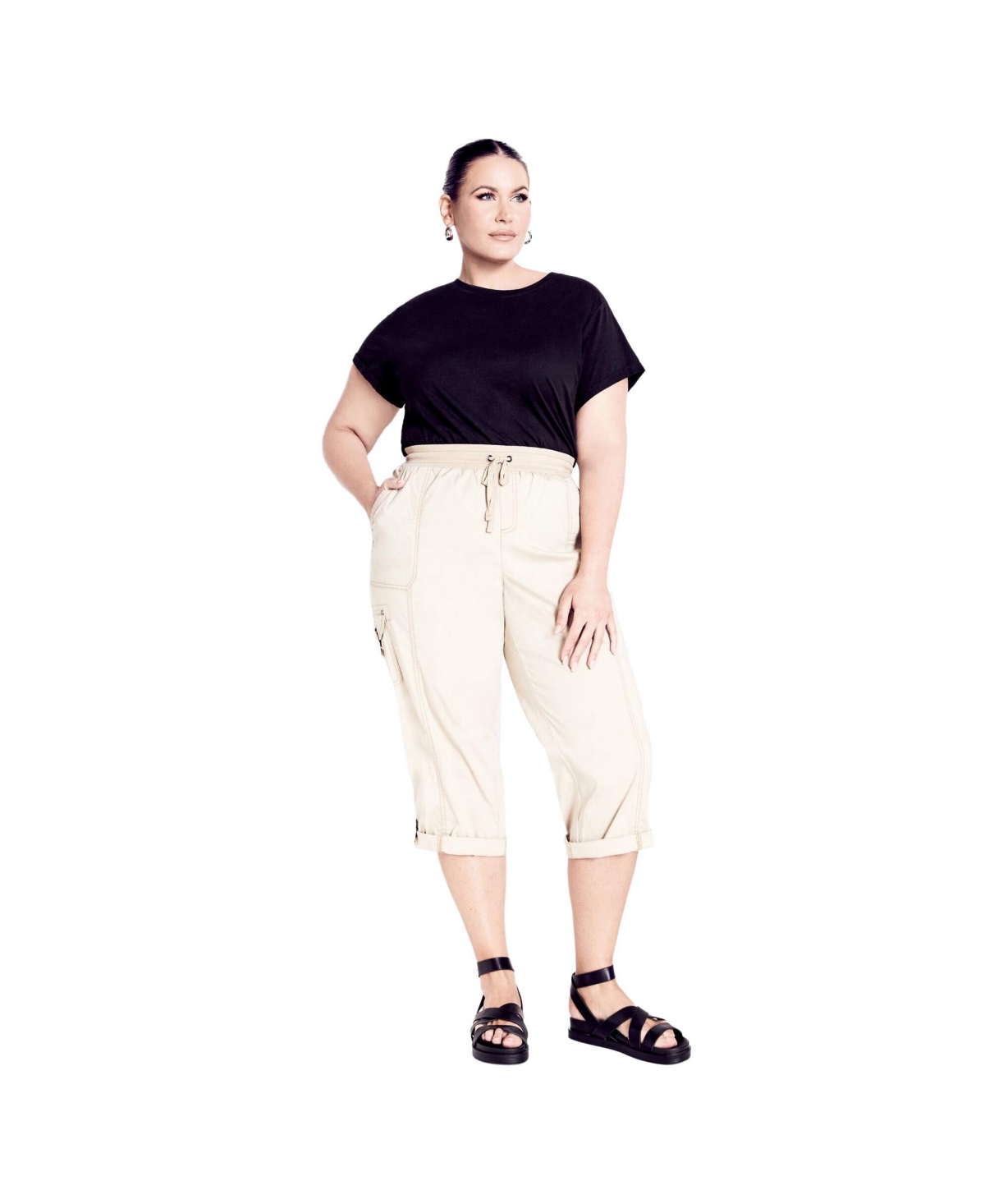 Click here for Avenue Womens Plus Size Cotton Roll Up Capri - San... prices