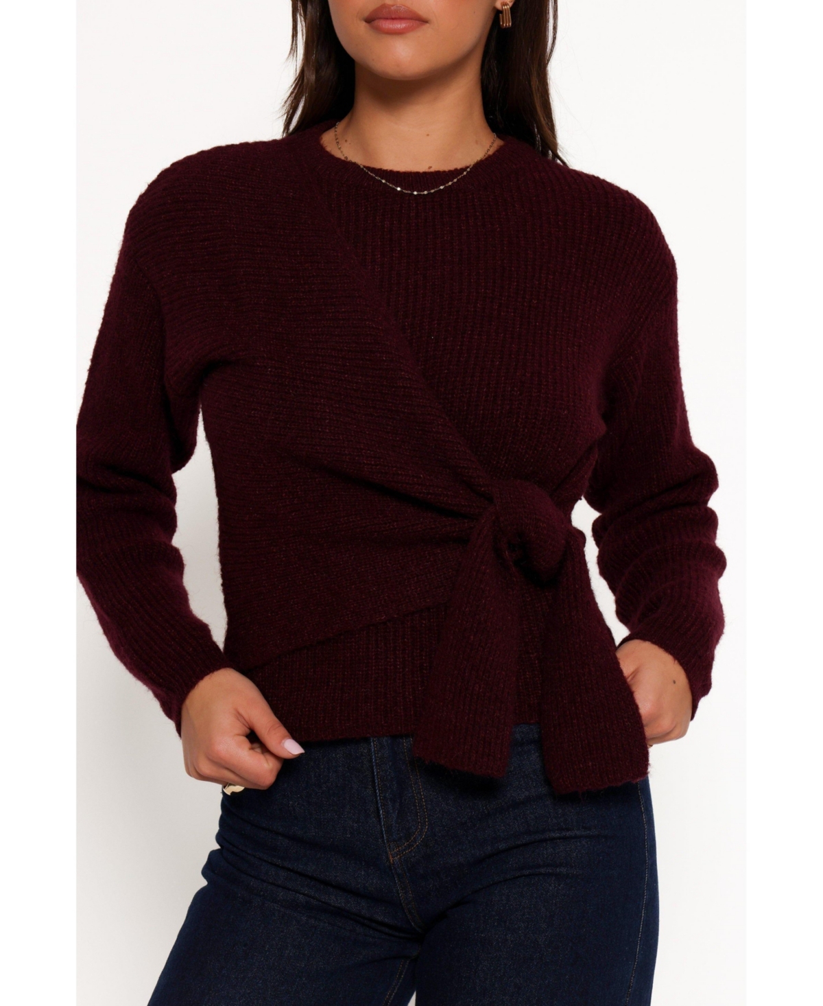 Click here for Petal and Pup Womens Ettie Wrap Side Tie Knit Swea... prices