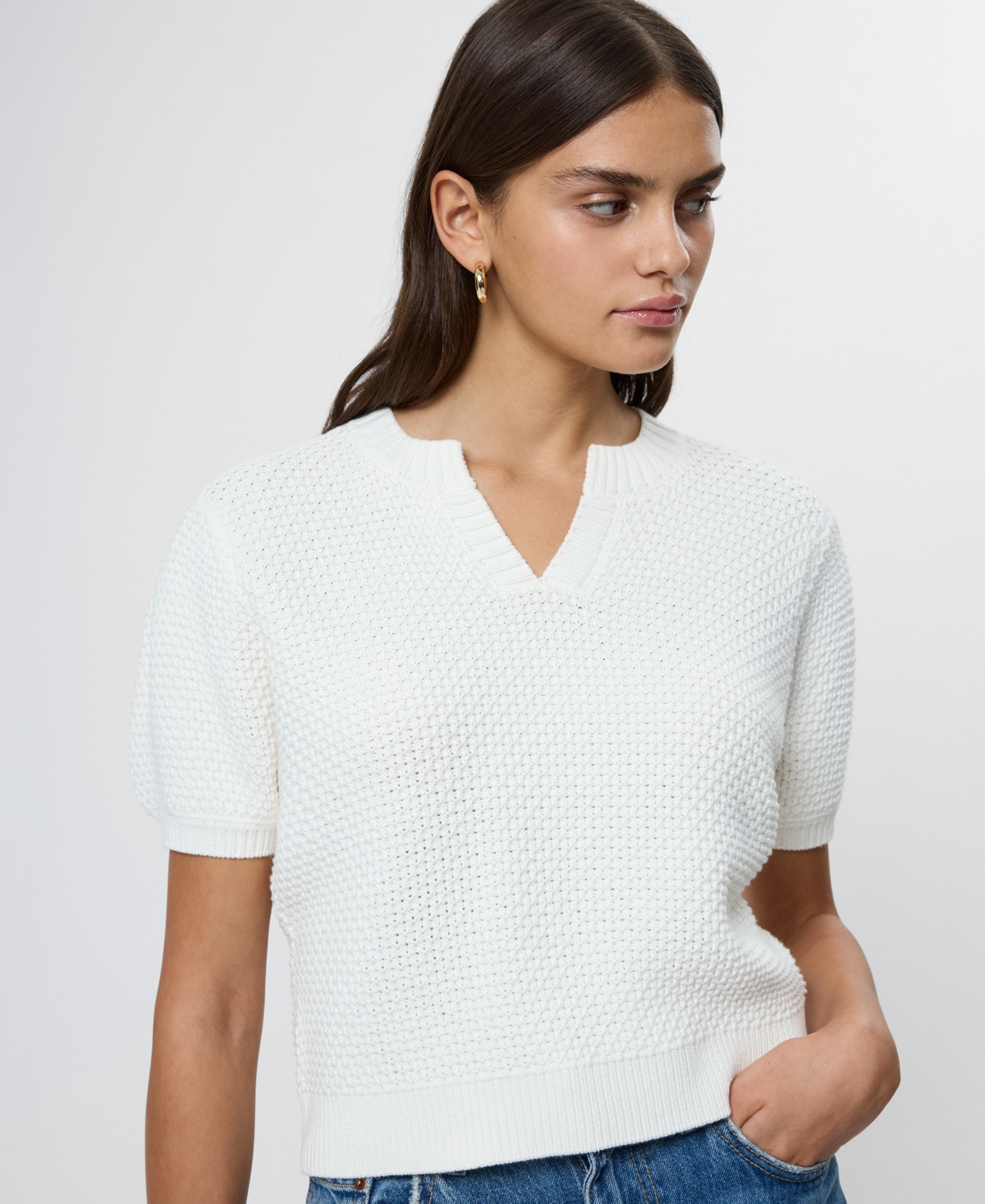 Click here for Fcuk Womens Remy Collared V-Neck Top - Summer Whit... prices