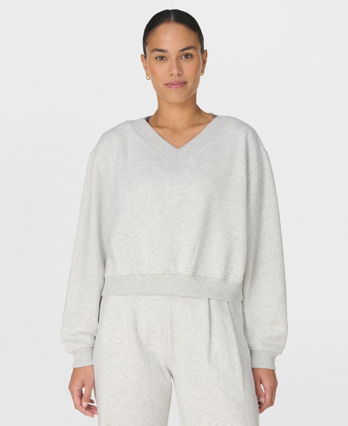 Click here for Sweaty Betty Womens Revive Crop V-Neck Top - Ice G... prices