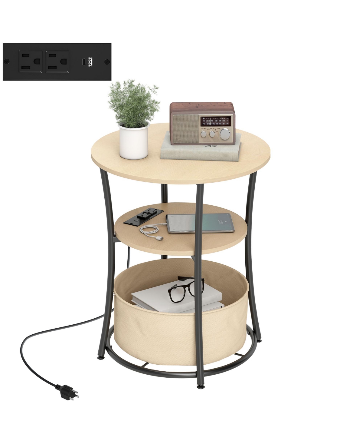 Click here for Homcom Side Table with Charging Station  3-Tier Ro... prices