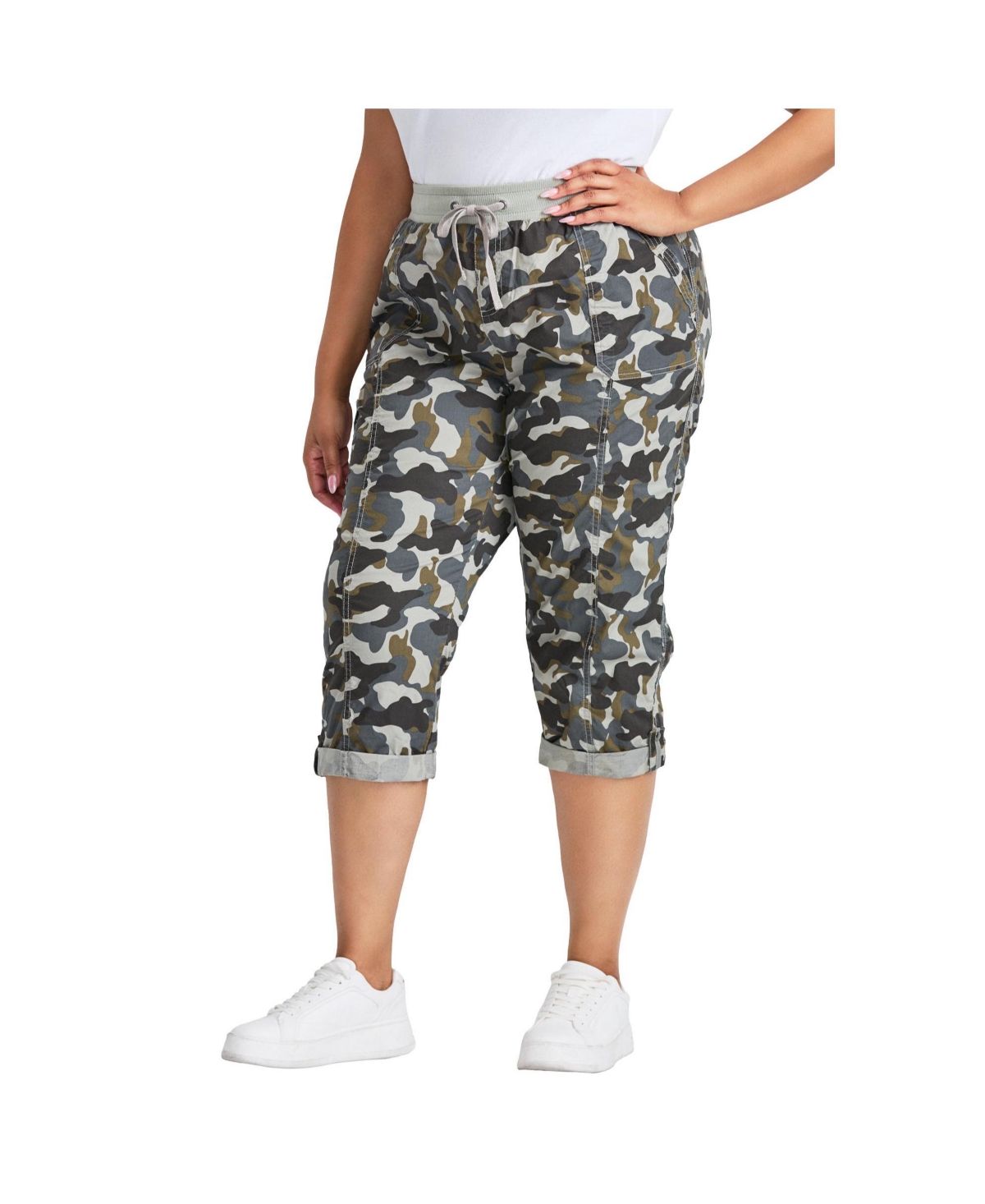 Click here for Avenue Womens Plus Size Cotton Roll Up Capri - Cam... prices