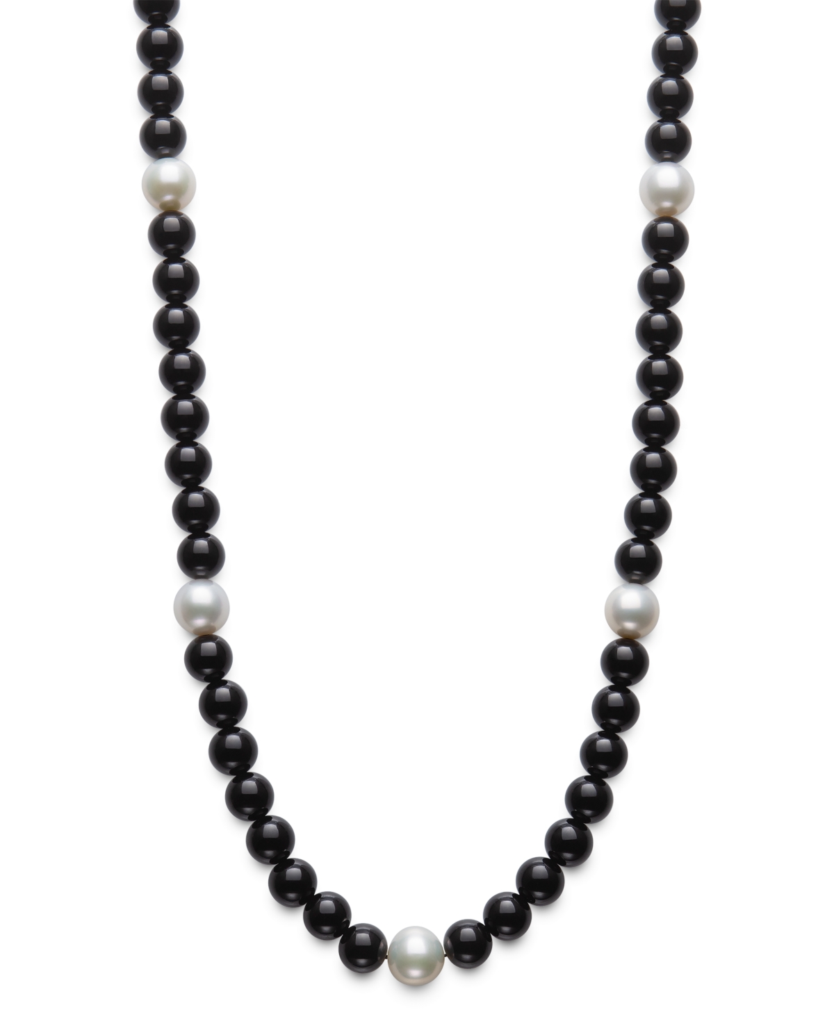 Click here for Macys 7mm Onyx and Cultured Freshwater Pearl Neckl... prices