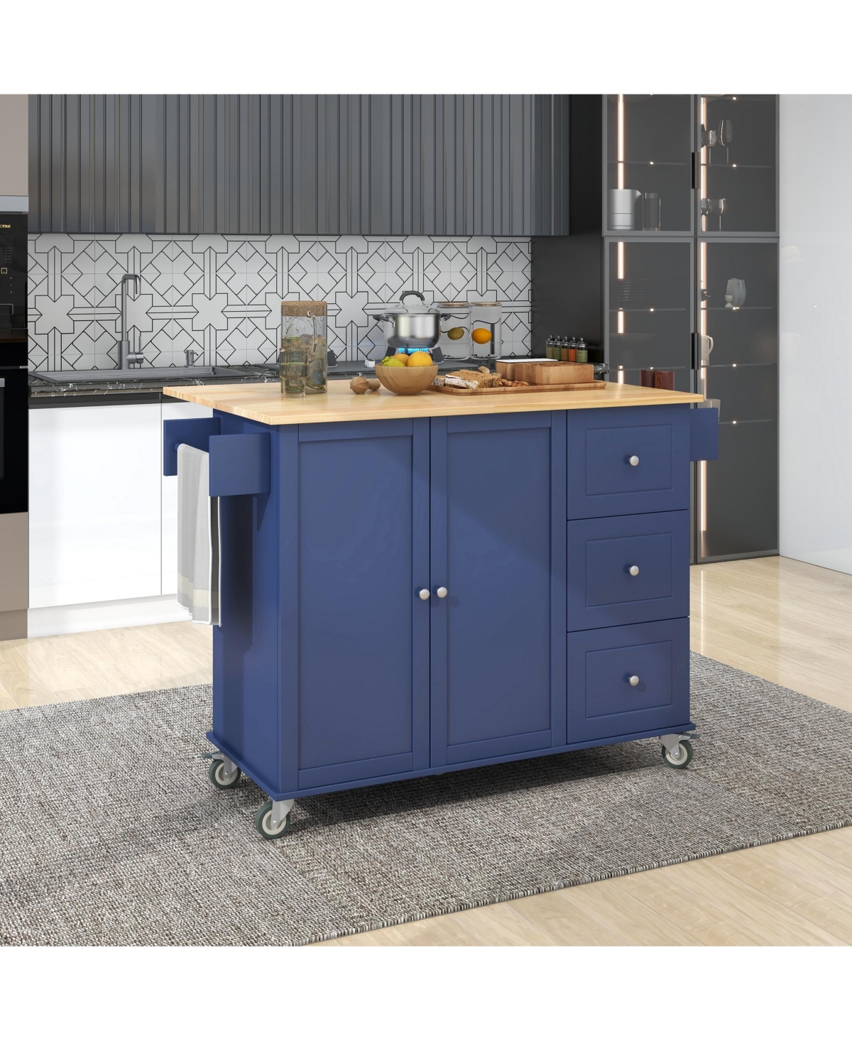 Click here for Casainc Rolling Kitchen Island with Solid Wood Top... prices