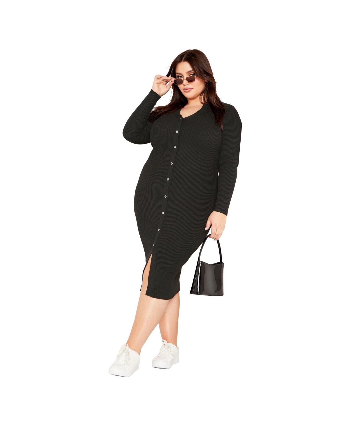 Click here for Avenue Womens Plus Size Scarlett Rib Dress - Black prices