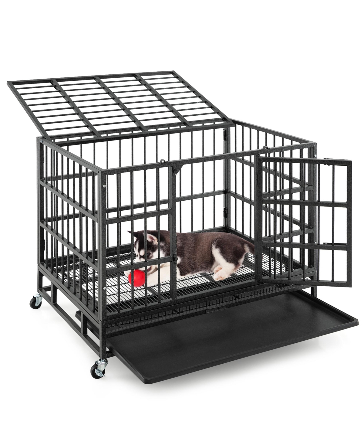 Click here for Gymax 38 Foldable Heavy-Duty Metal Dog Cage W/ Loc... prices